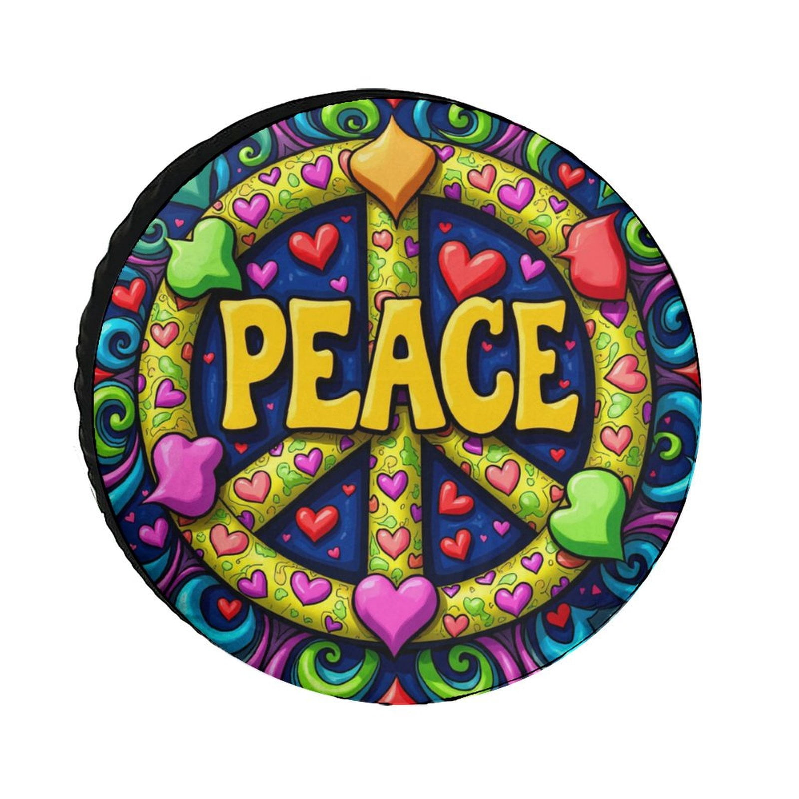 Colorful Hippy Peace Sign Spare Tire Cover 14-16inch Universal Wheel ...