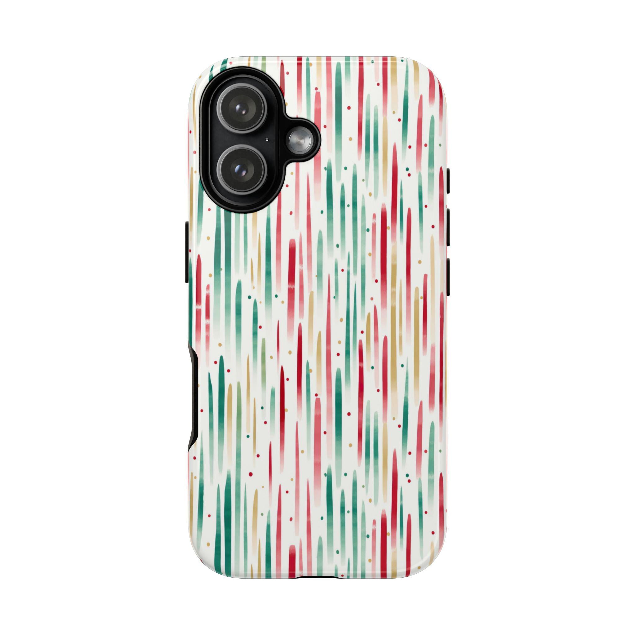 Colorful Holiday Stripes Phone Case Abstract Winter Art for iPhone 17 ...