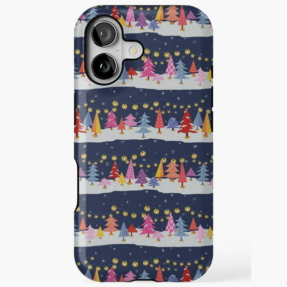 Colorful Holiday Tree Scene Cartoon Style iPhone Case for iPhone 17 11 ...