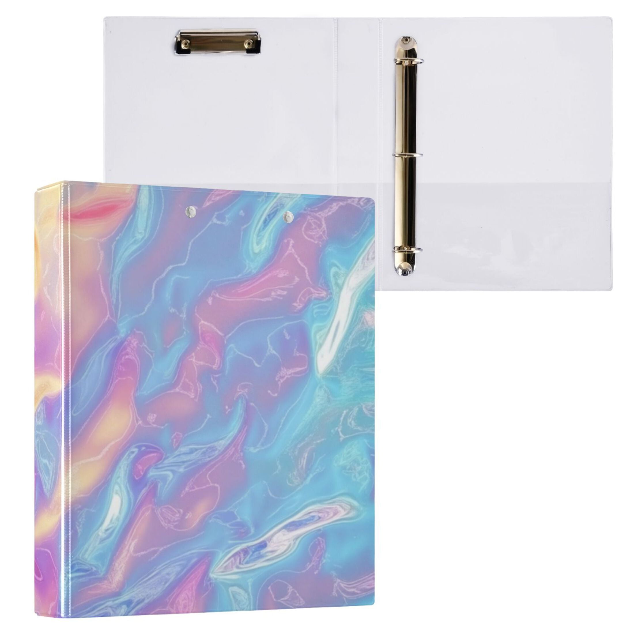 Colorful Hologram Waves 3 Ring Binders 1.5 inch Hardcover File Folders ...