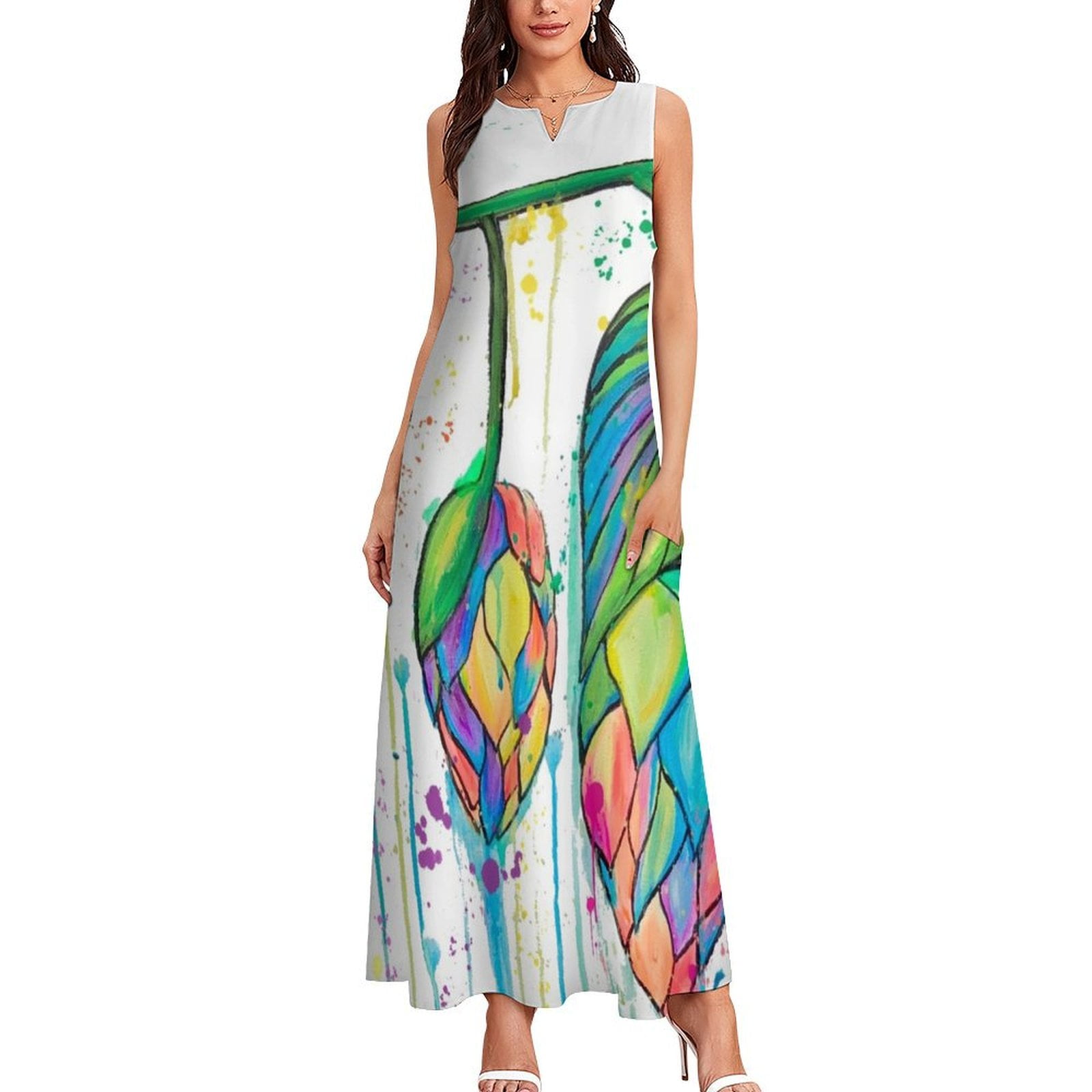 Colorful Hops Long Dress Elegant gown party dresses woman loose summer ...