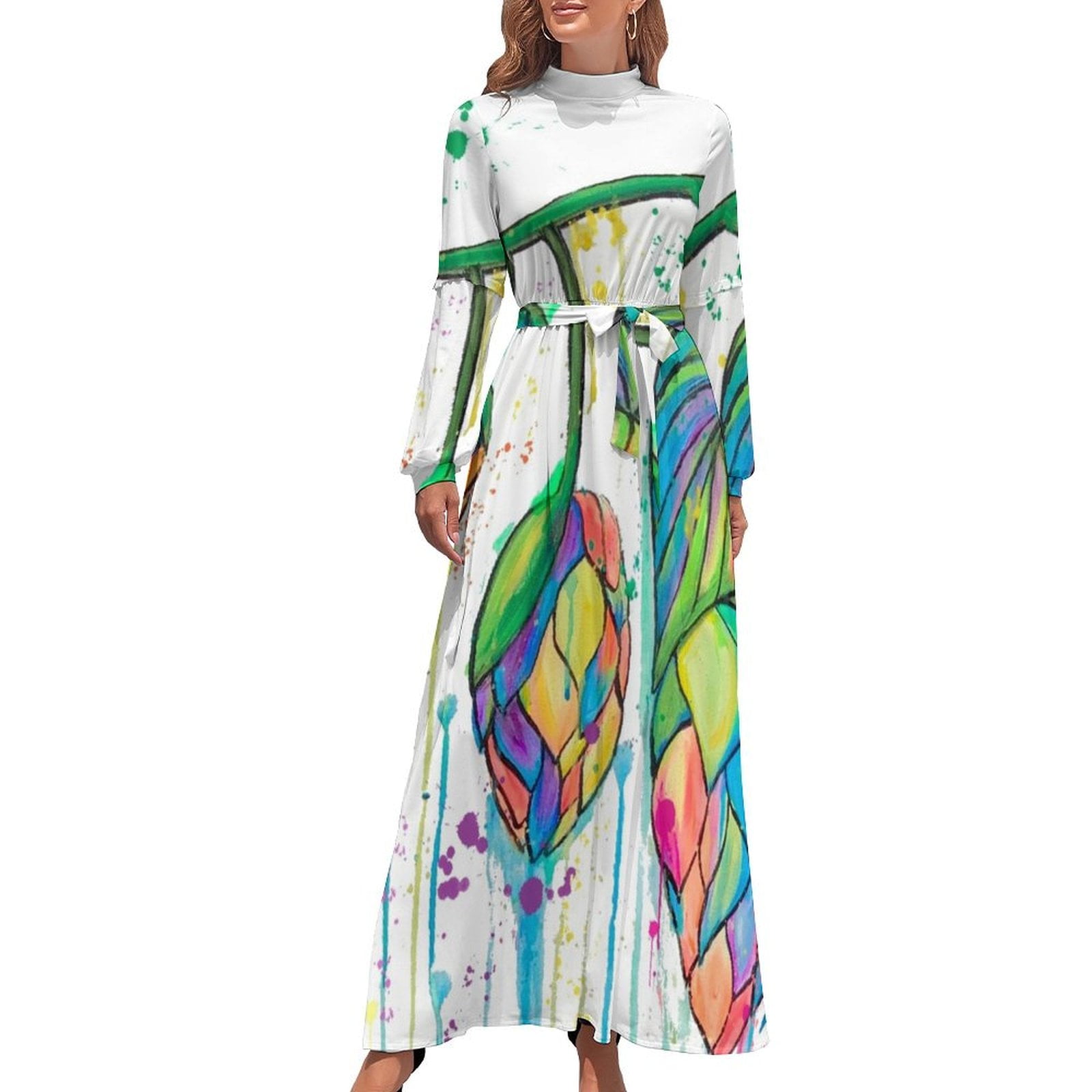 Colorful Hops Long Dress Women's clothing luxury dresses - Walmart.com