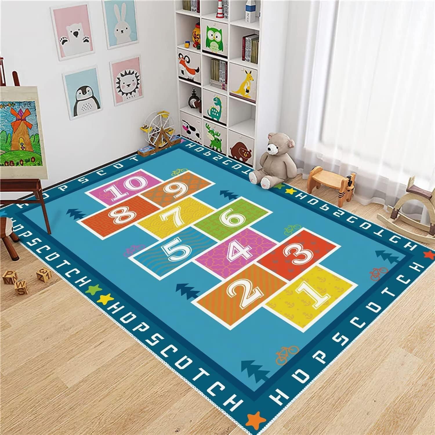 Colorful Hopscotch Rug for Kids Room，Playroom Kindergarten Nursery ...