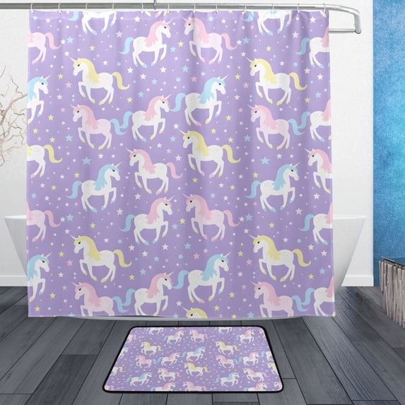 Colorful Horse Pattern Bathroom Accessory Sets Waterproof Shower ...