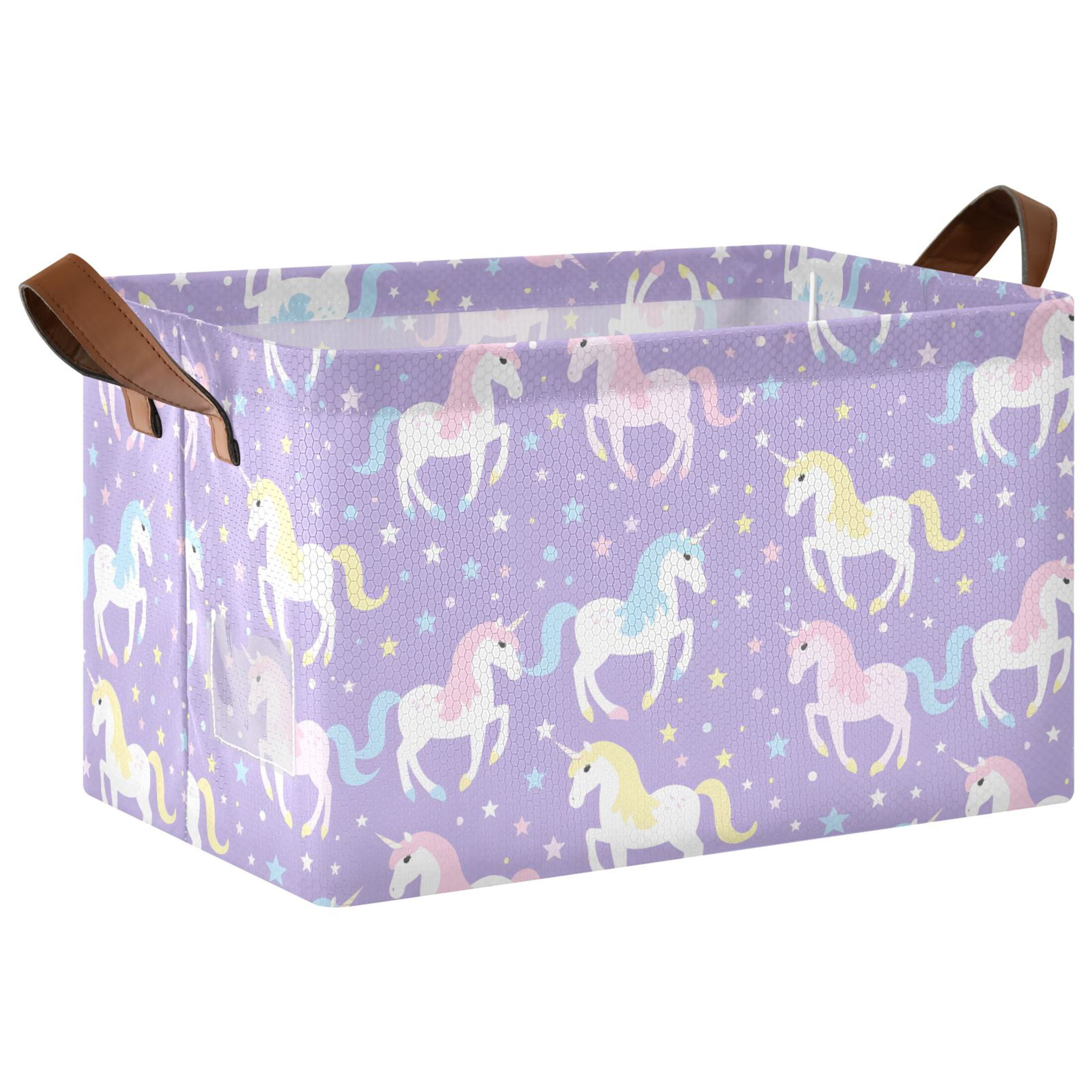 Colorful Horse Pattern Collapsible Storage Bin Open Home Shelf Basket ...