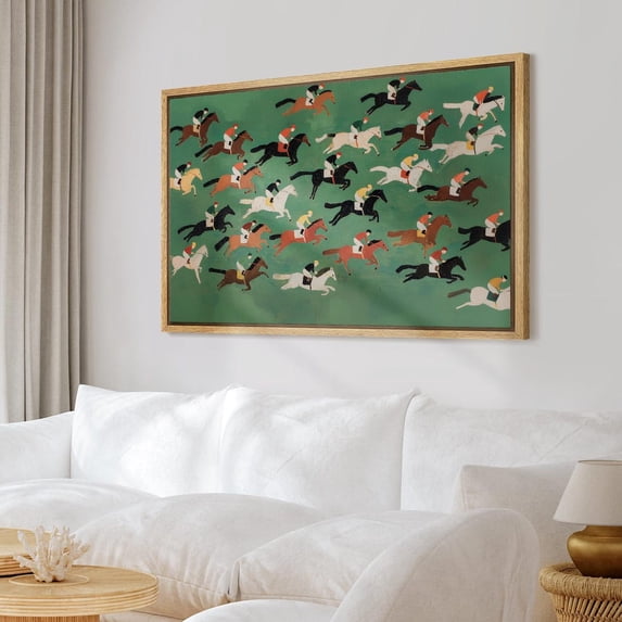 Colorful Horse Racing Modern Equestrian Poster, Unframed Size 8x12 ...