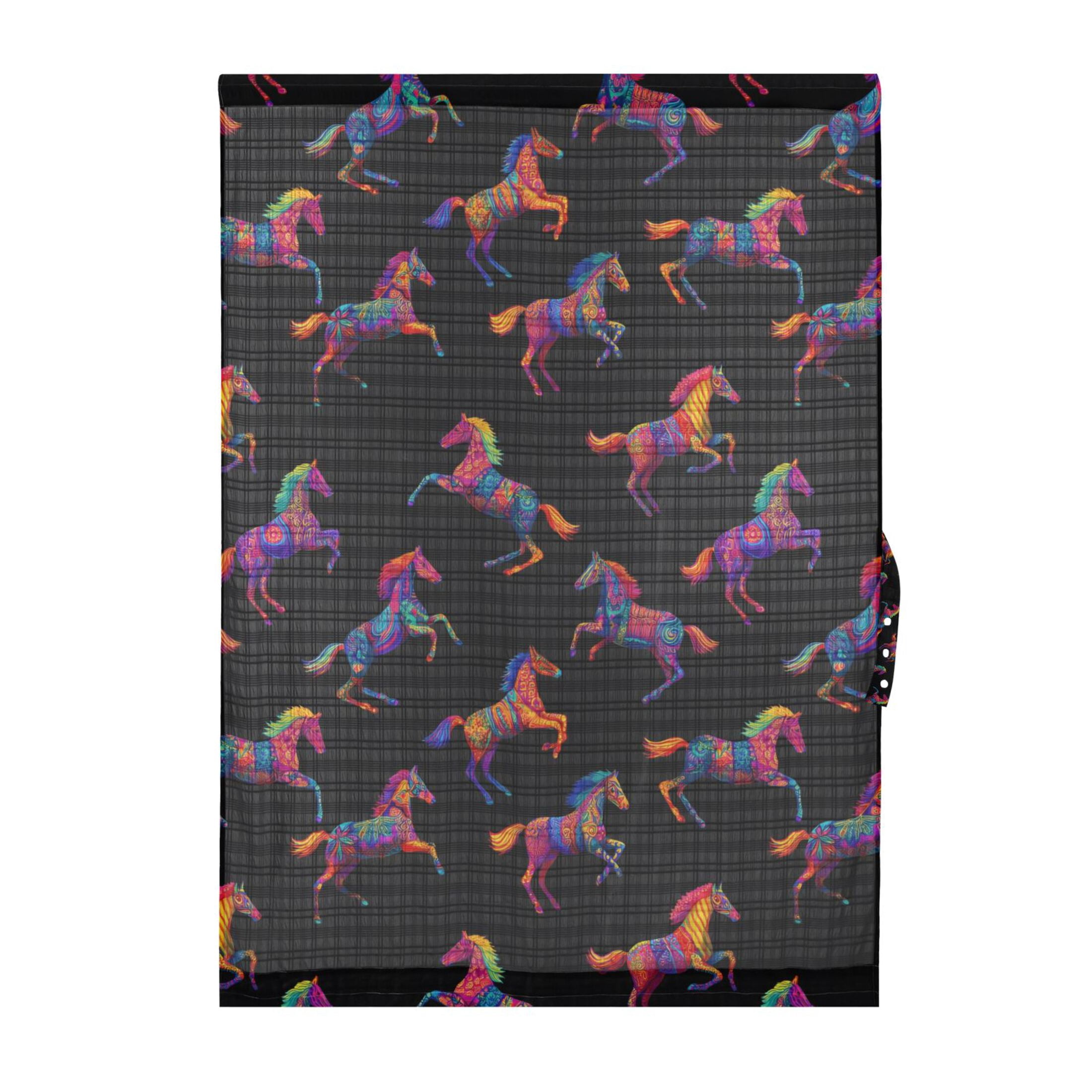 Colorful Horses Pattern Door Curtain Sheer Privacy Light Filtering ...