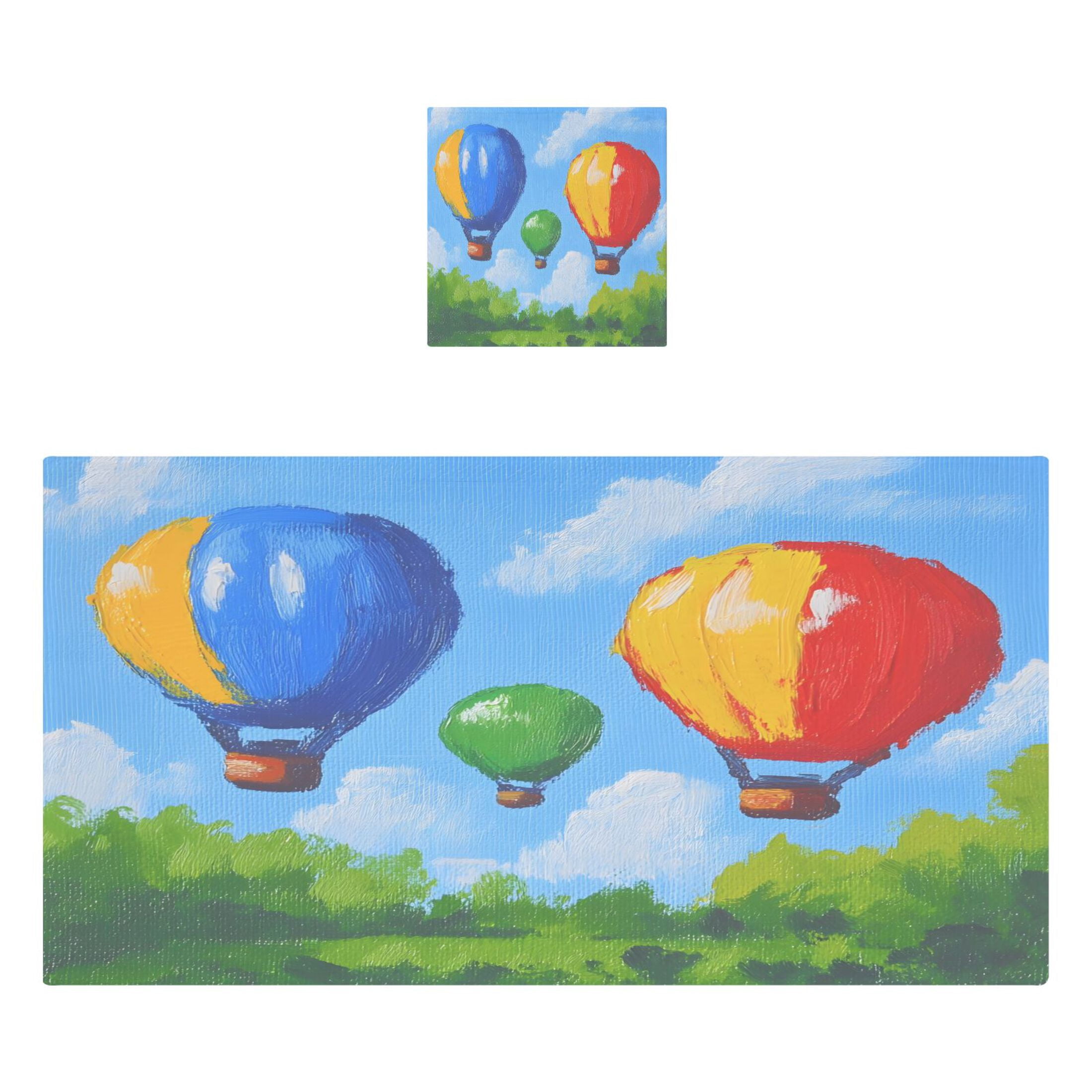 Colorful Hot Air Balloons 2 Piece Cotton Bath and Face Towel Set Soft ...