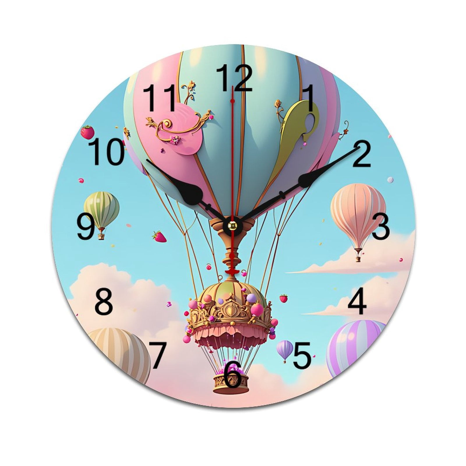 Colorful Hot Air Balloons Bright Blue Sky Clouds Word Saying Big Wall ...