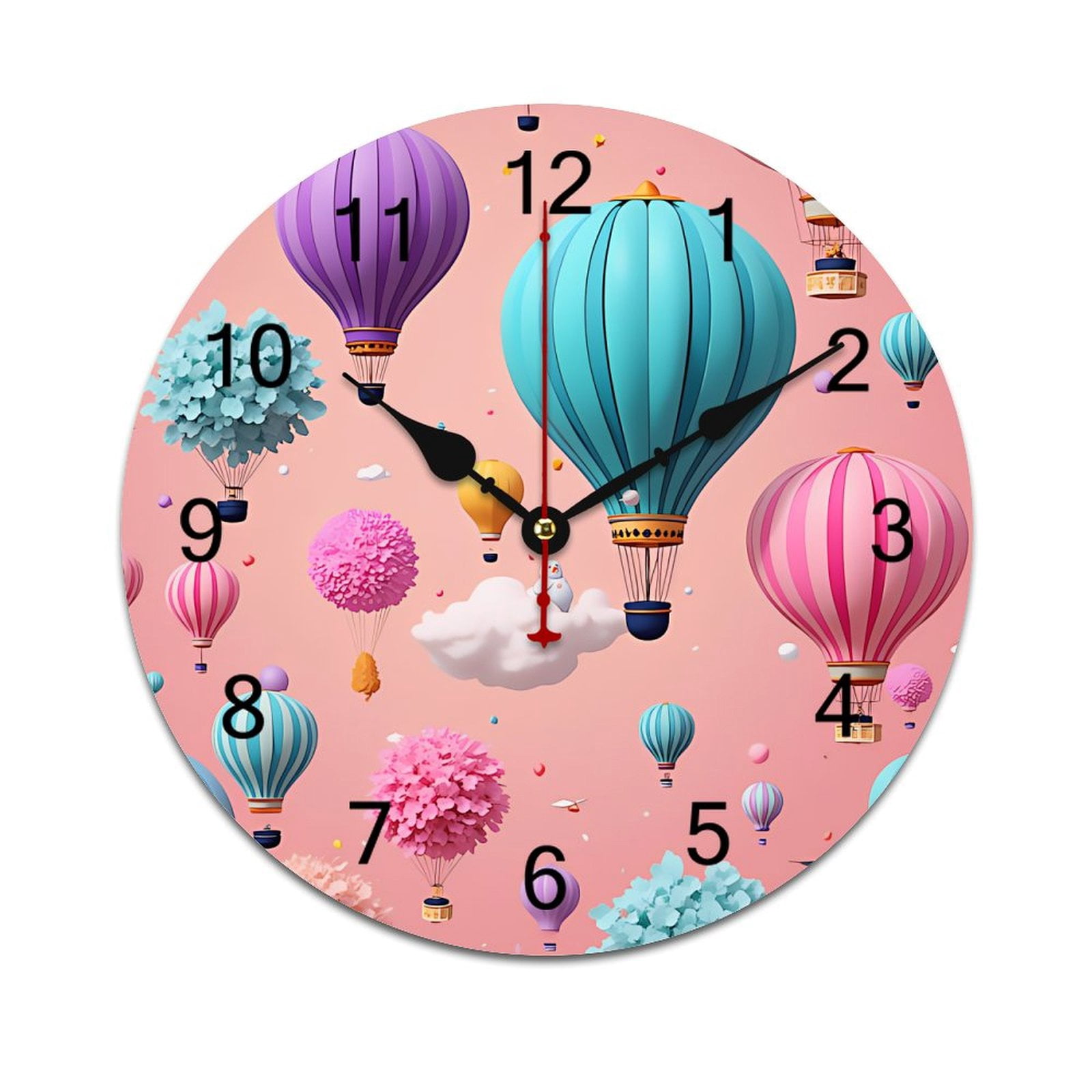 Colorful Hot Air Balloons Bright Blue Sky Clouds Word Saying Big Wall ...