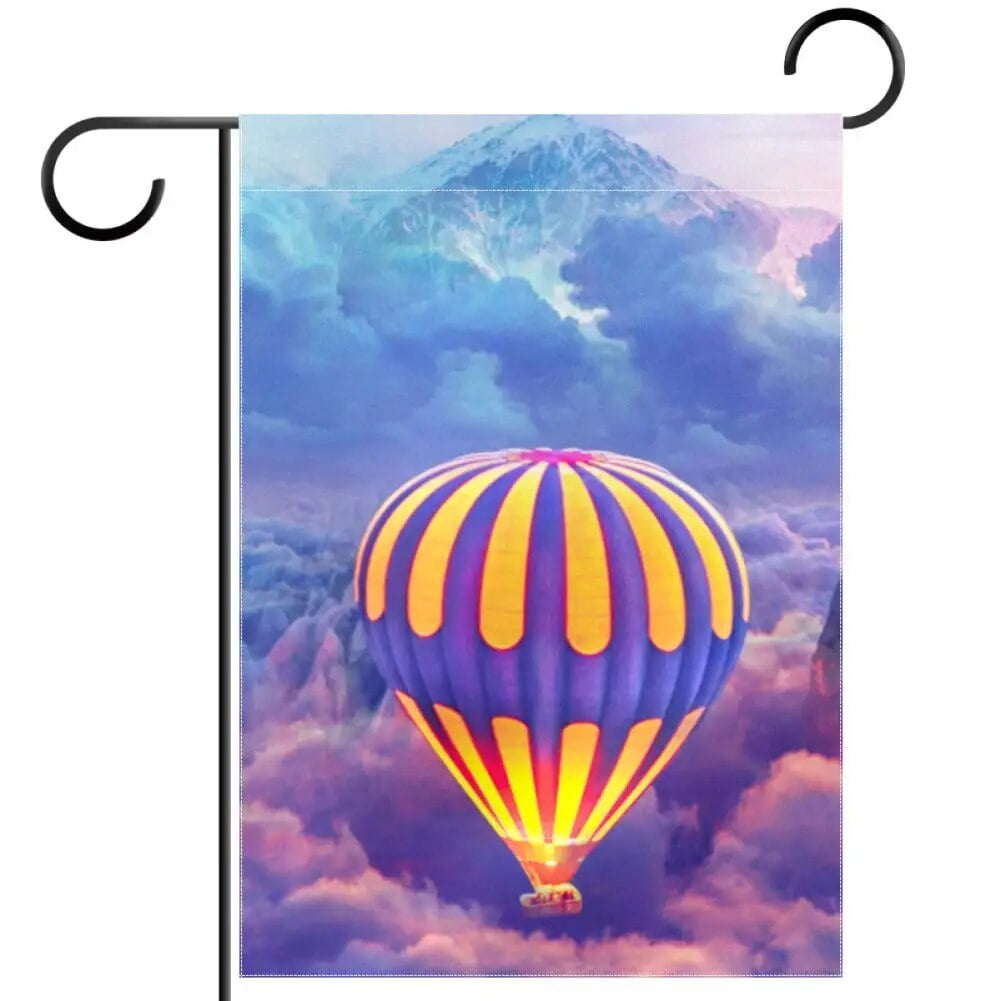 Colorful Hot Air Balloons Gard Flag Watercolor Style Yard Flag Blue Sky ...