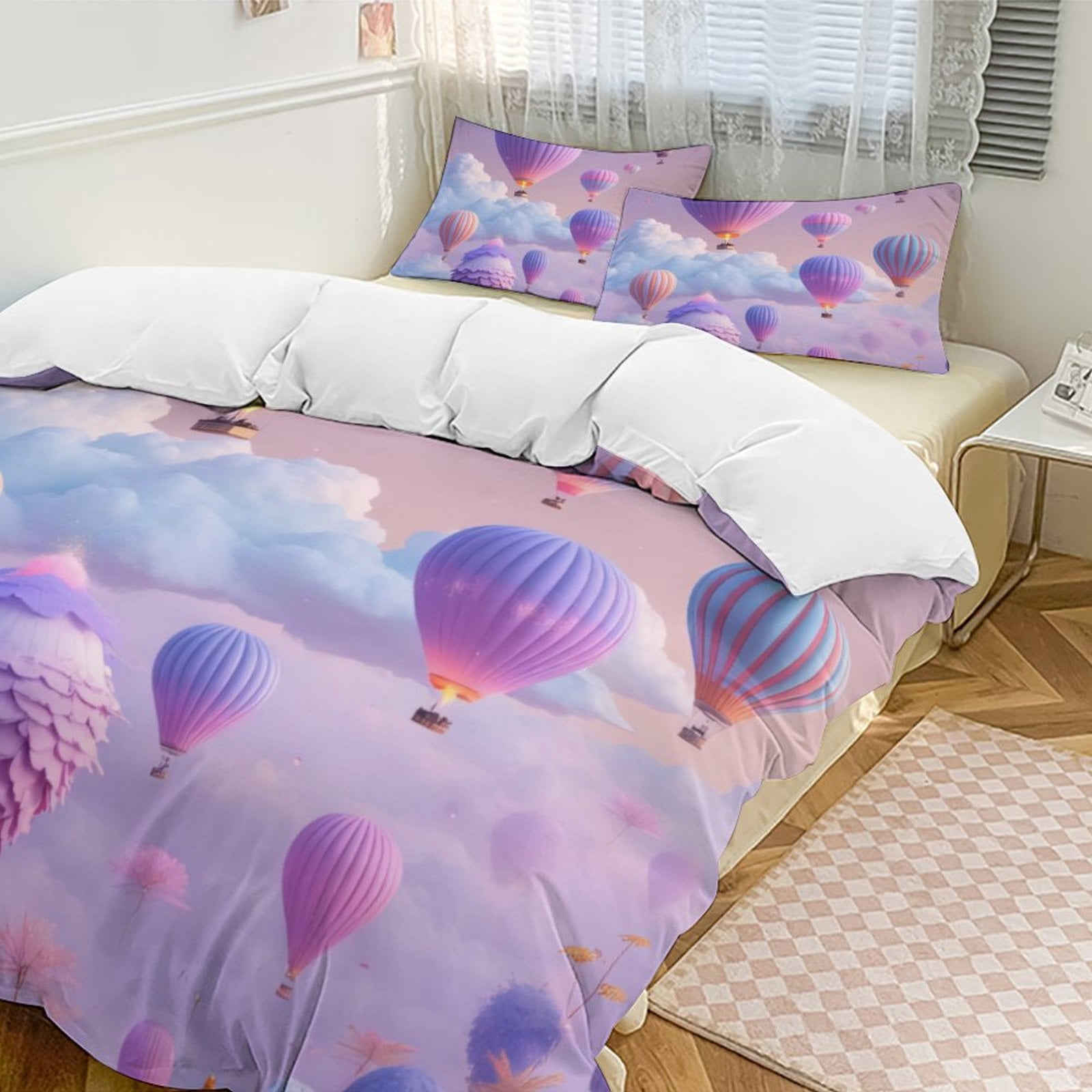 Colorful Hot Air Balloons in Sky Duvet Cover Set Bedding Set Polyester ...