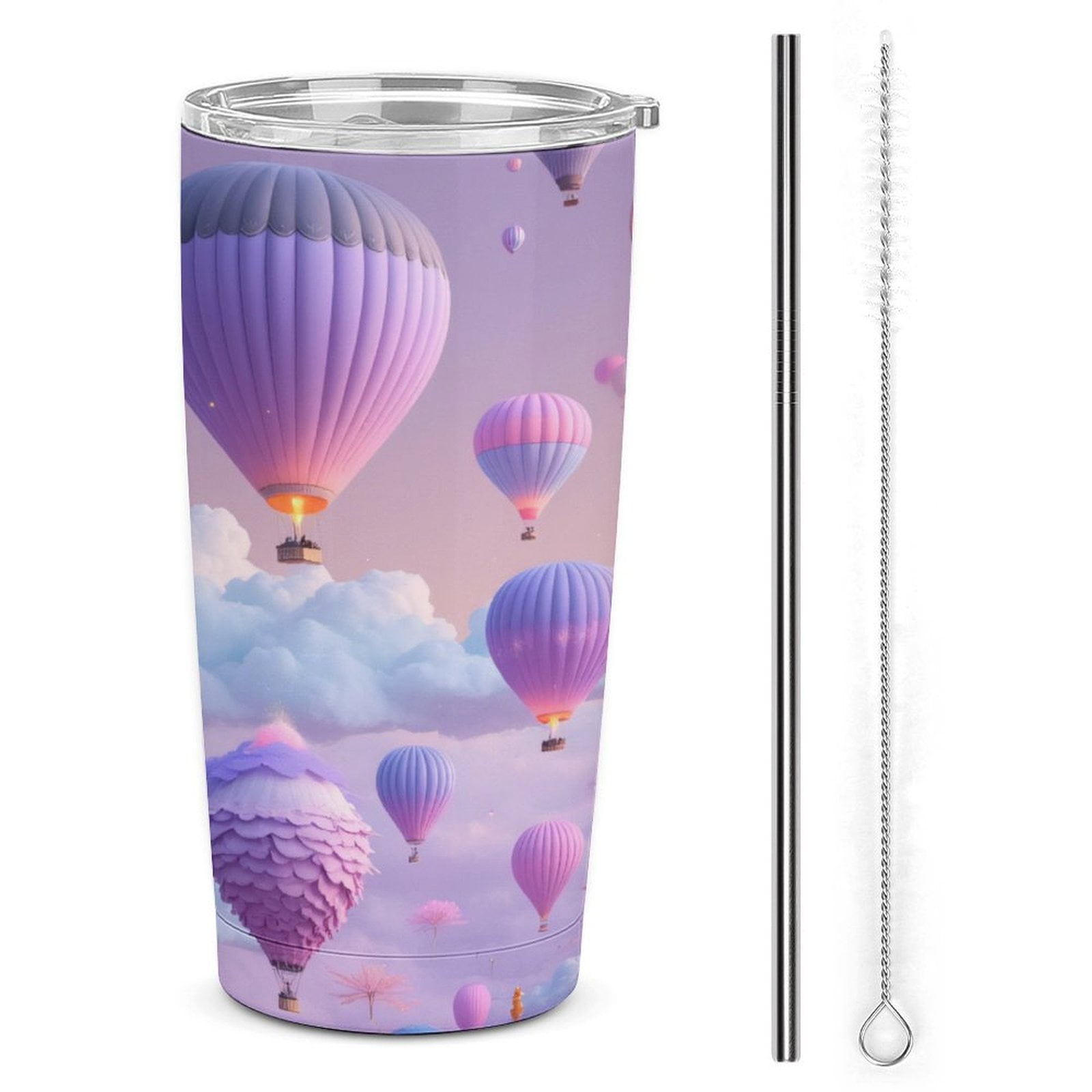Colorful Hot Air Balloons in Sky Tumbler Print 20oz Stainless Steel ...