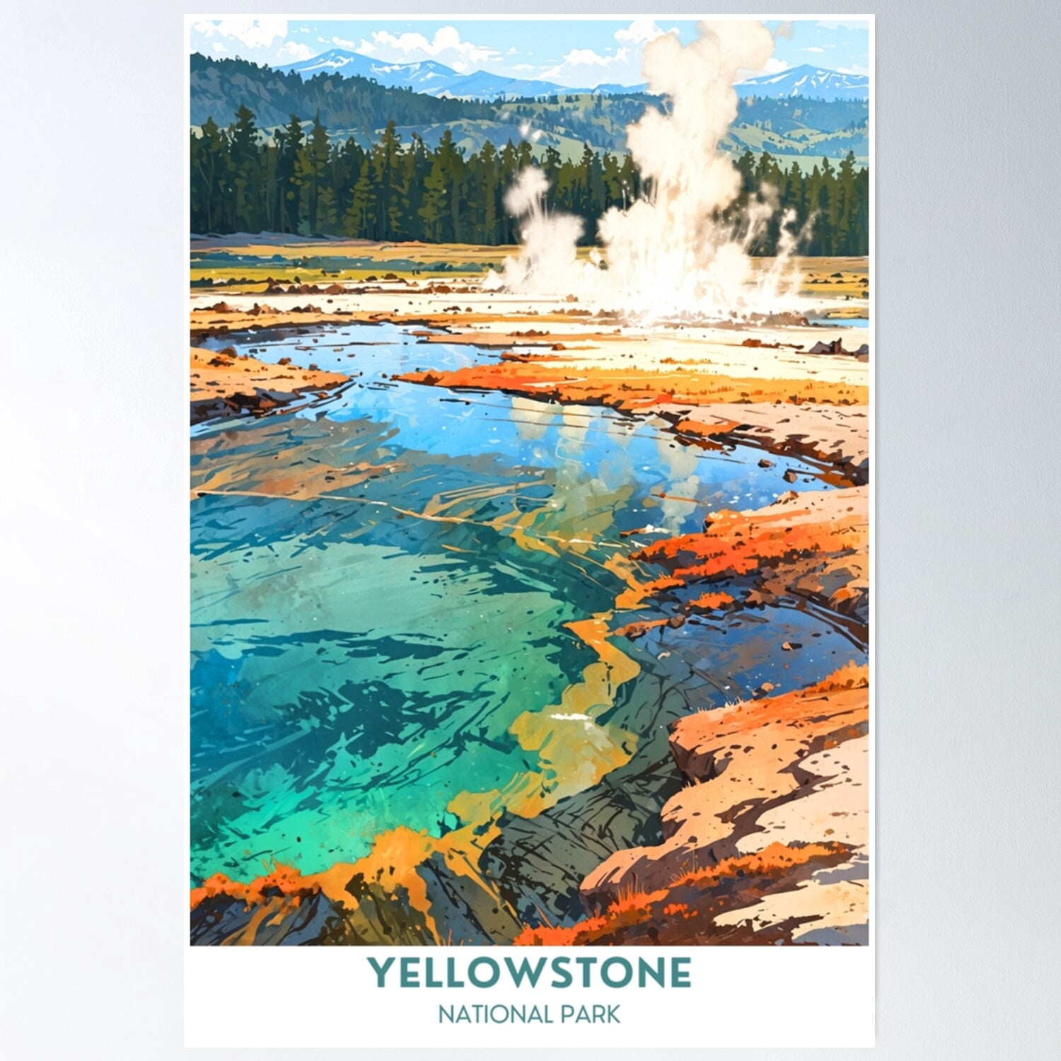 Colorful Hot Springs - Yellowstone National Park Poster Wall Art ...