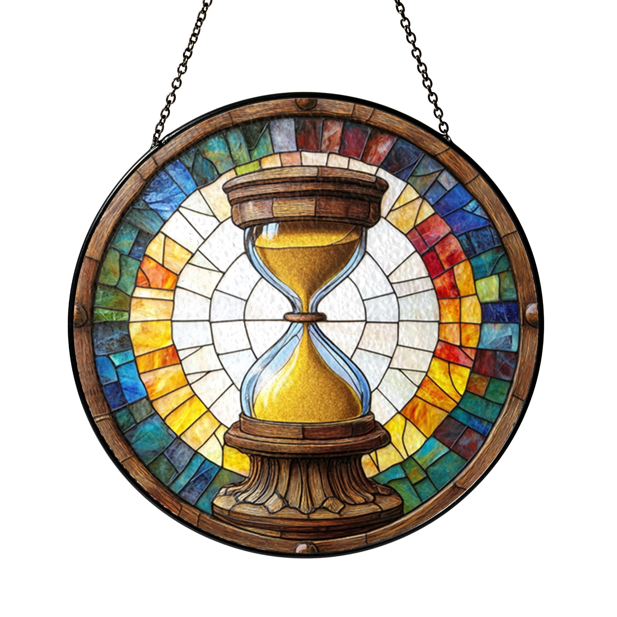 Colorful Hourglass Stained Glass Suncatcher – Decorative Window Art ...