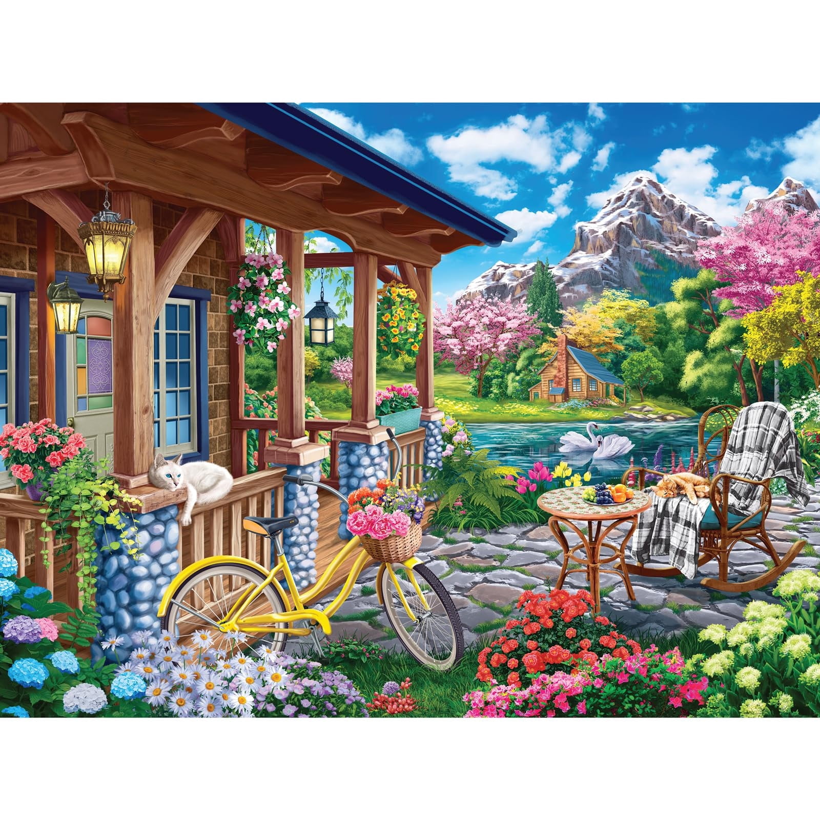 Colorful House Near the Lake 300-Piece Jigsaw Puzzle Large Pieces 18 ...