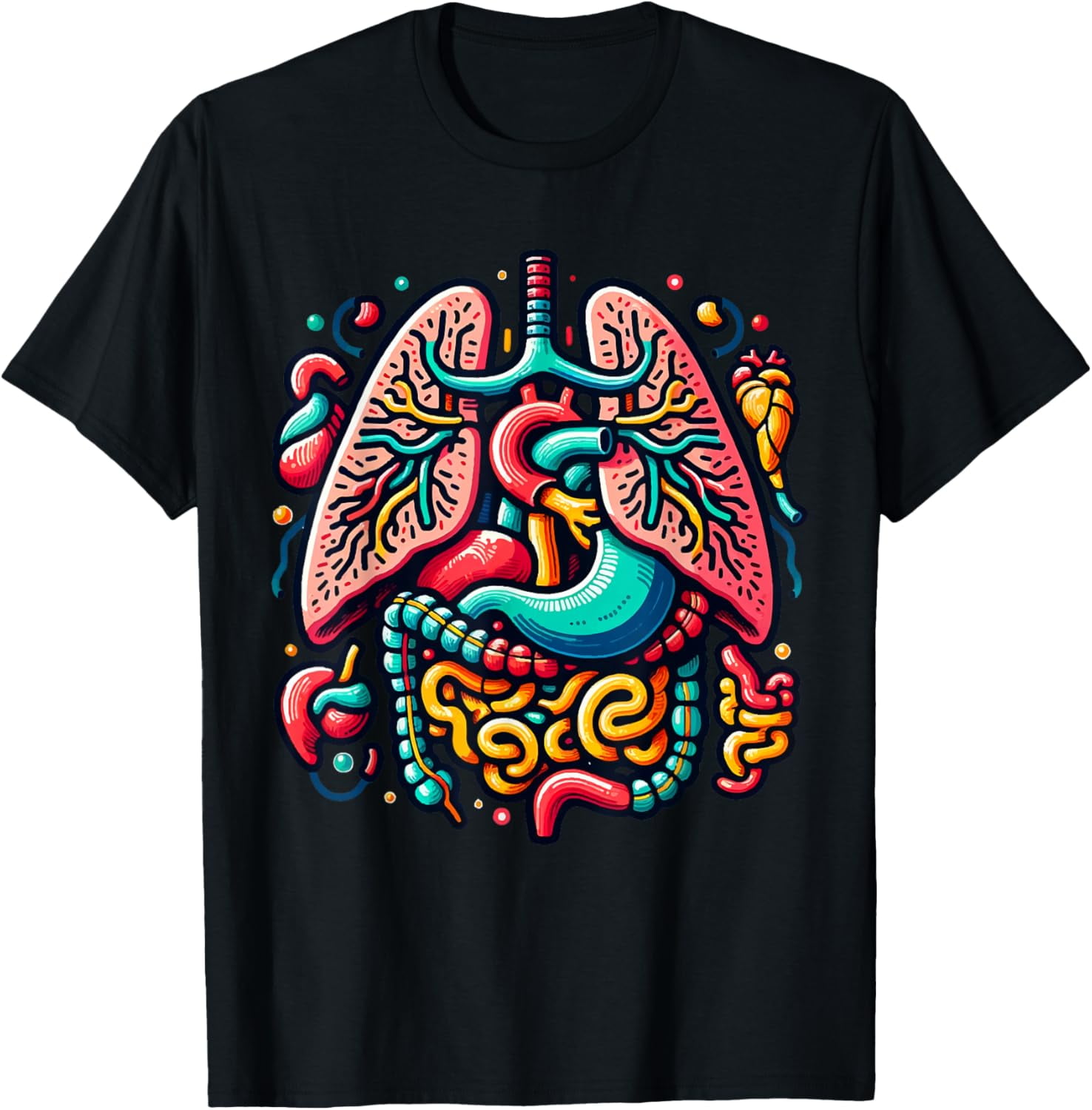 Colorful Human Body Anatomy Illustrated Internal Organs Art T-Shirt ...