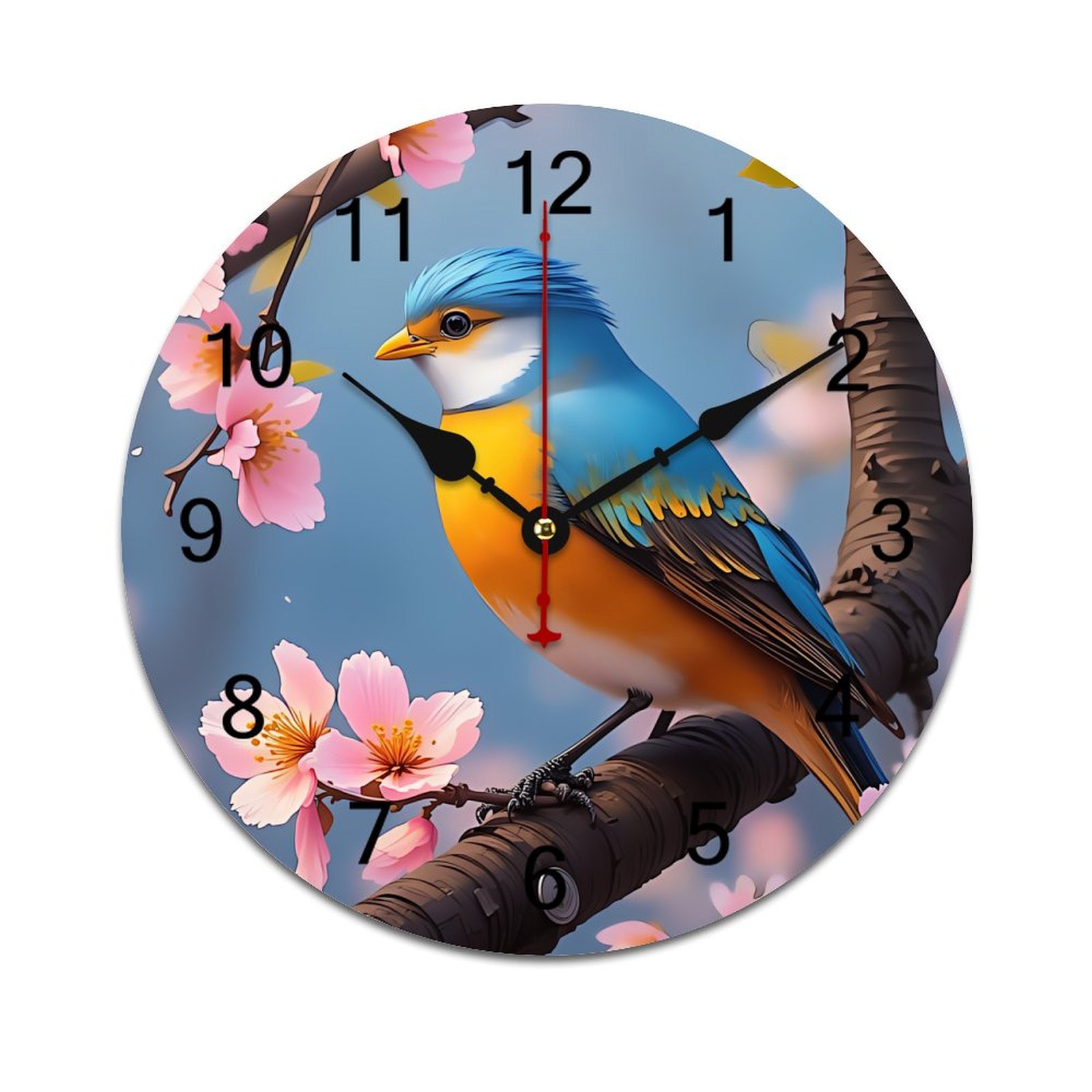Colorful Hummingbird And Butterflies Bedroom Wall Clock Large Modern ...