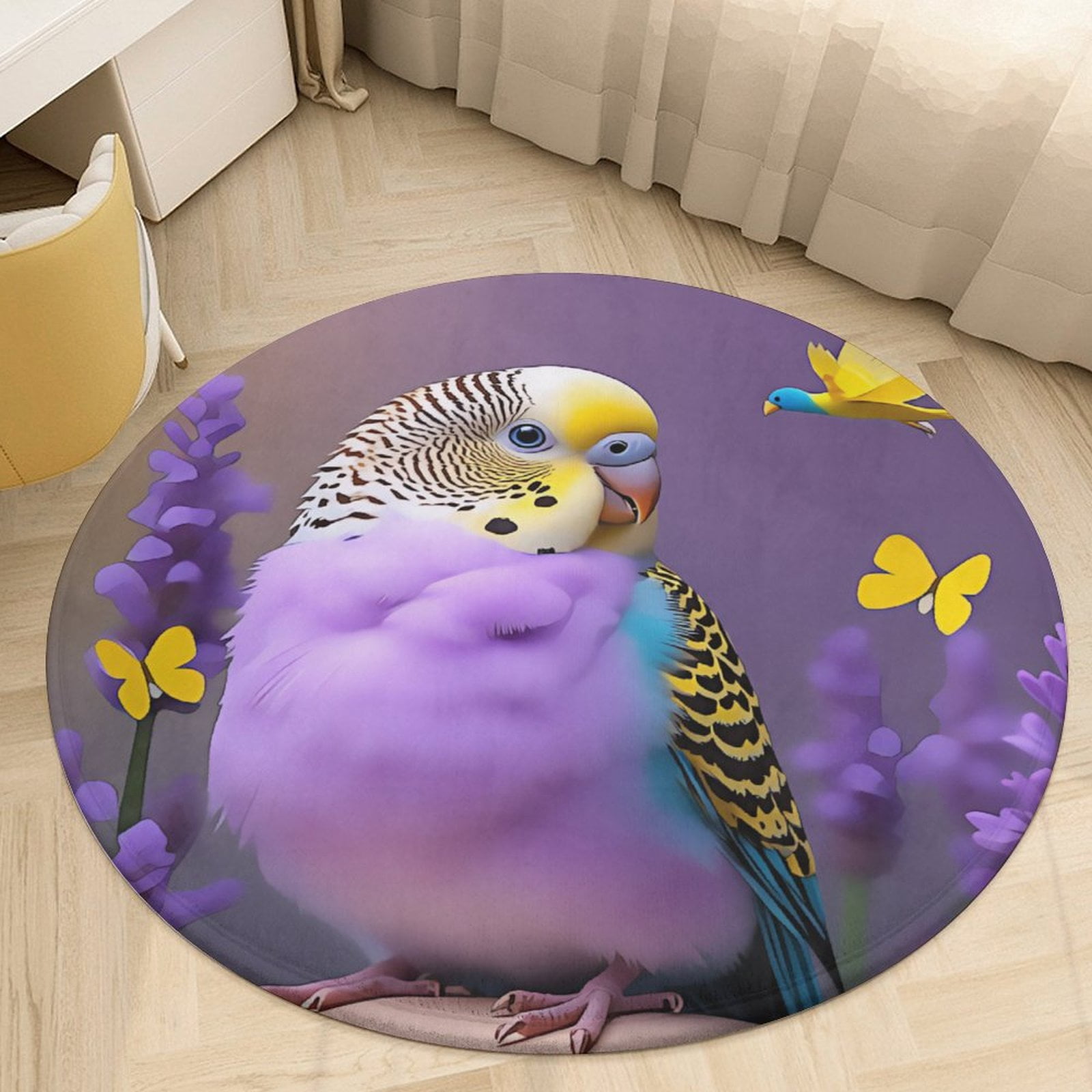 Colorful Hummingbird And Butterflies Round Area Rugs for Bedroom Living ...