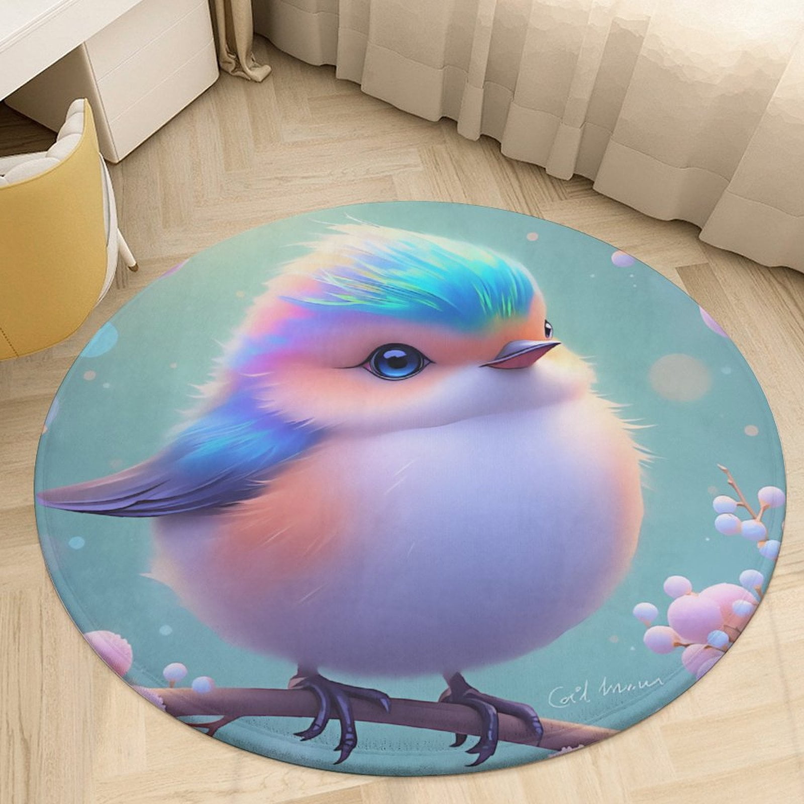 Colorful Hummingbird And Butterflies Round Area Rugs for Bedroom Living ...