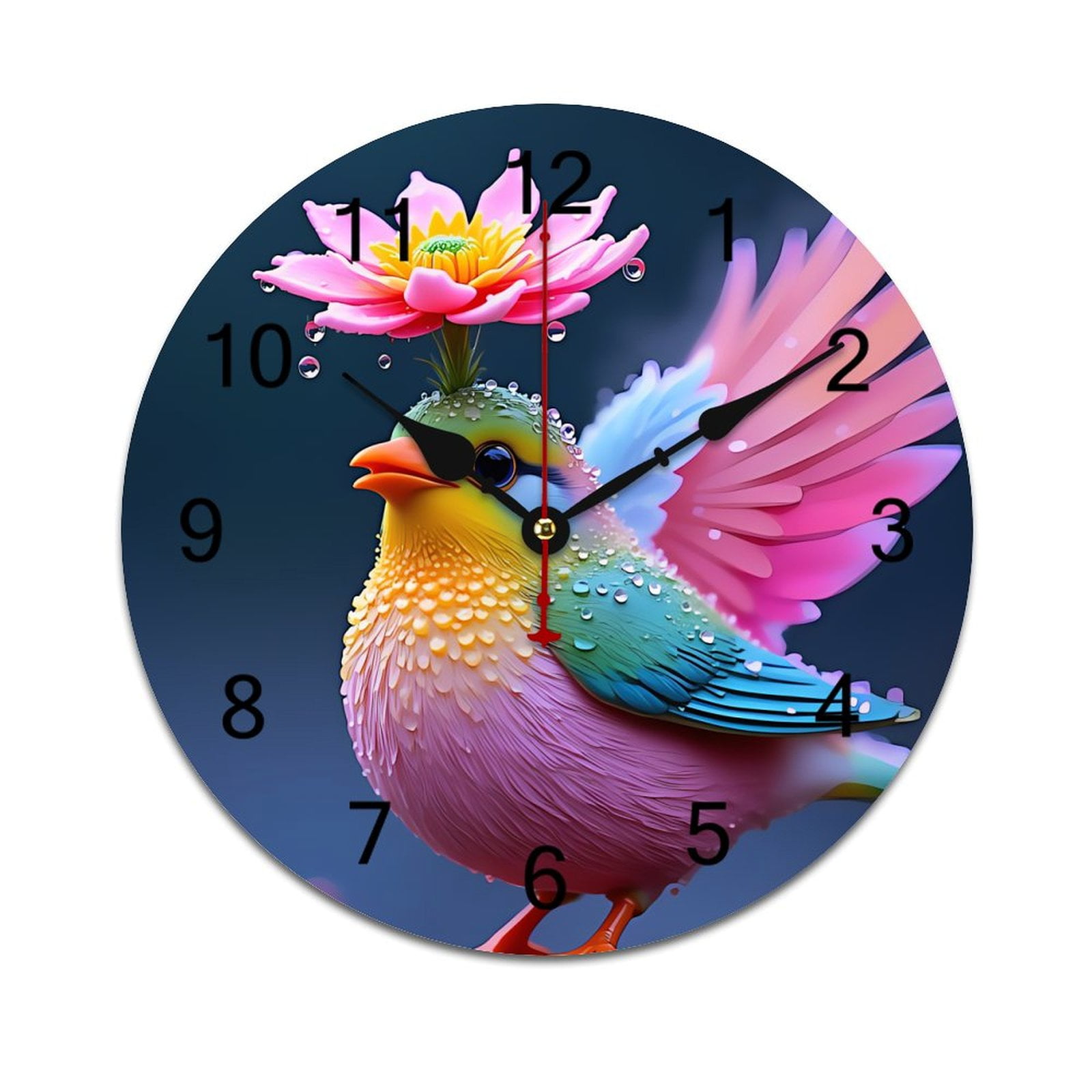 Colorful Hummingbird And Butterflies Time Decorative Wall Clocks Round ...