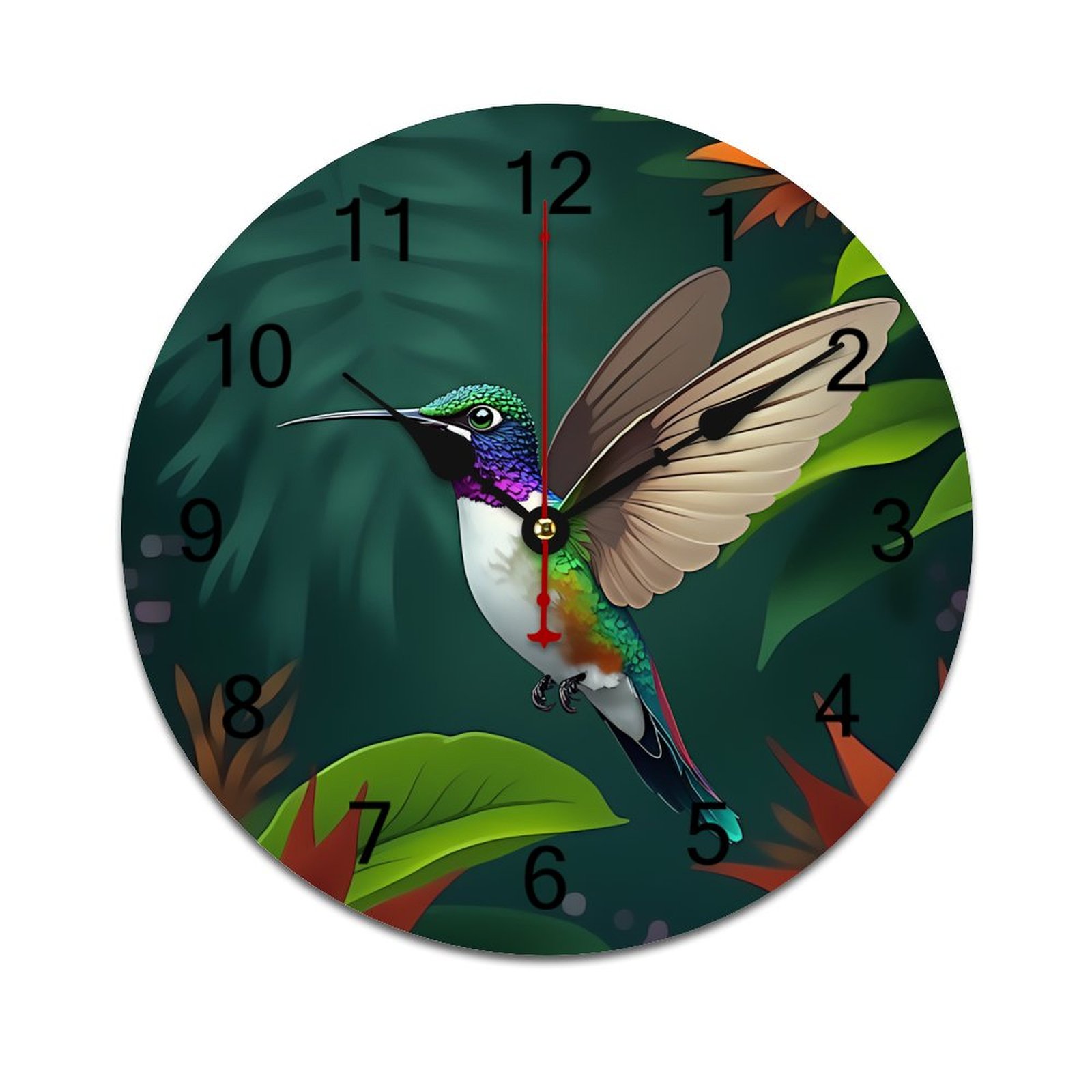 Colorful Hummingbird And Butterflies Time Decorative Wall Clocks Round ...