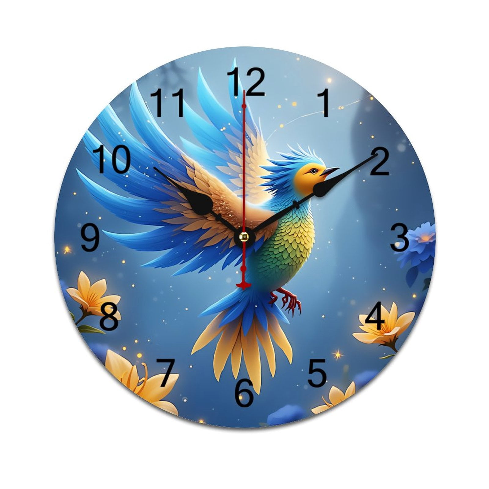 Colorful Hummingbird And Butterflies Time Decorative Wall Clocks Round ...