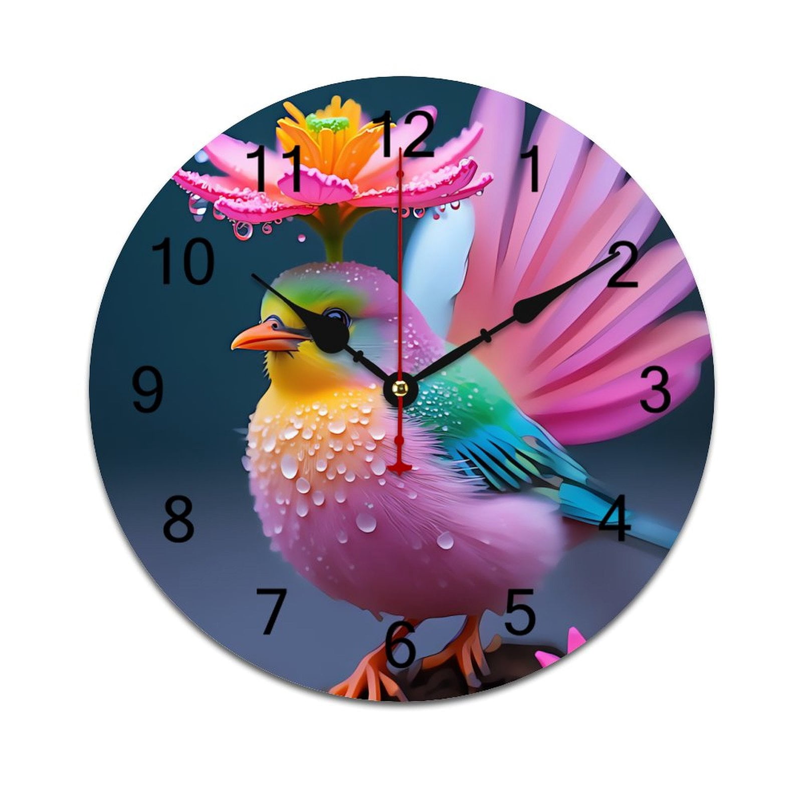 Colorful Hummingbird And Butterflies Word Saying Big Wall Clock Home ...