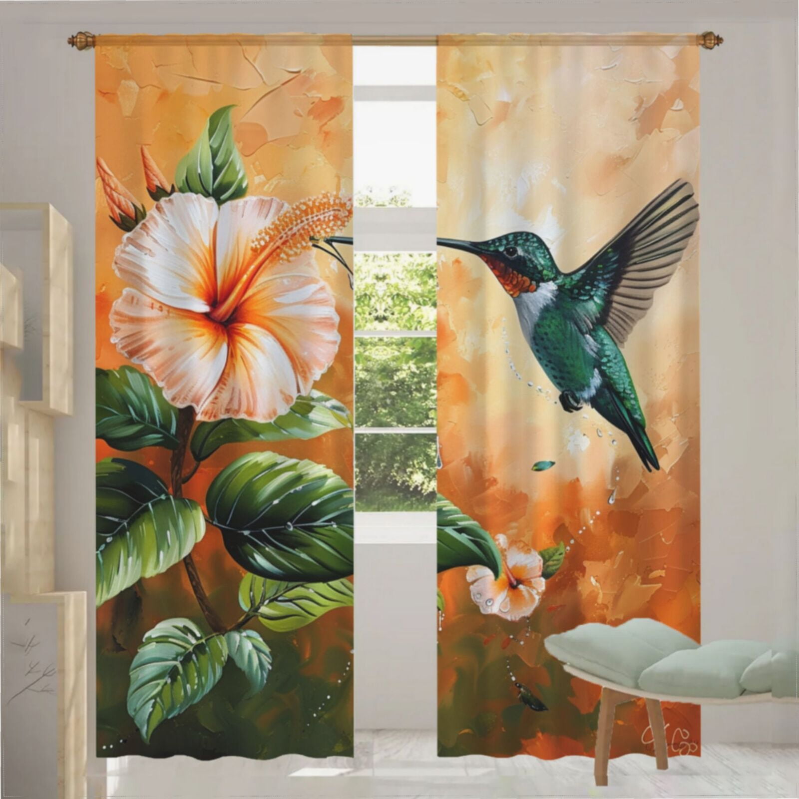 Colorful Hummingbird And Flowers (100) Curtain For Living Room Bedroom ...