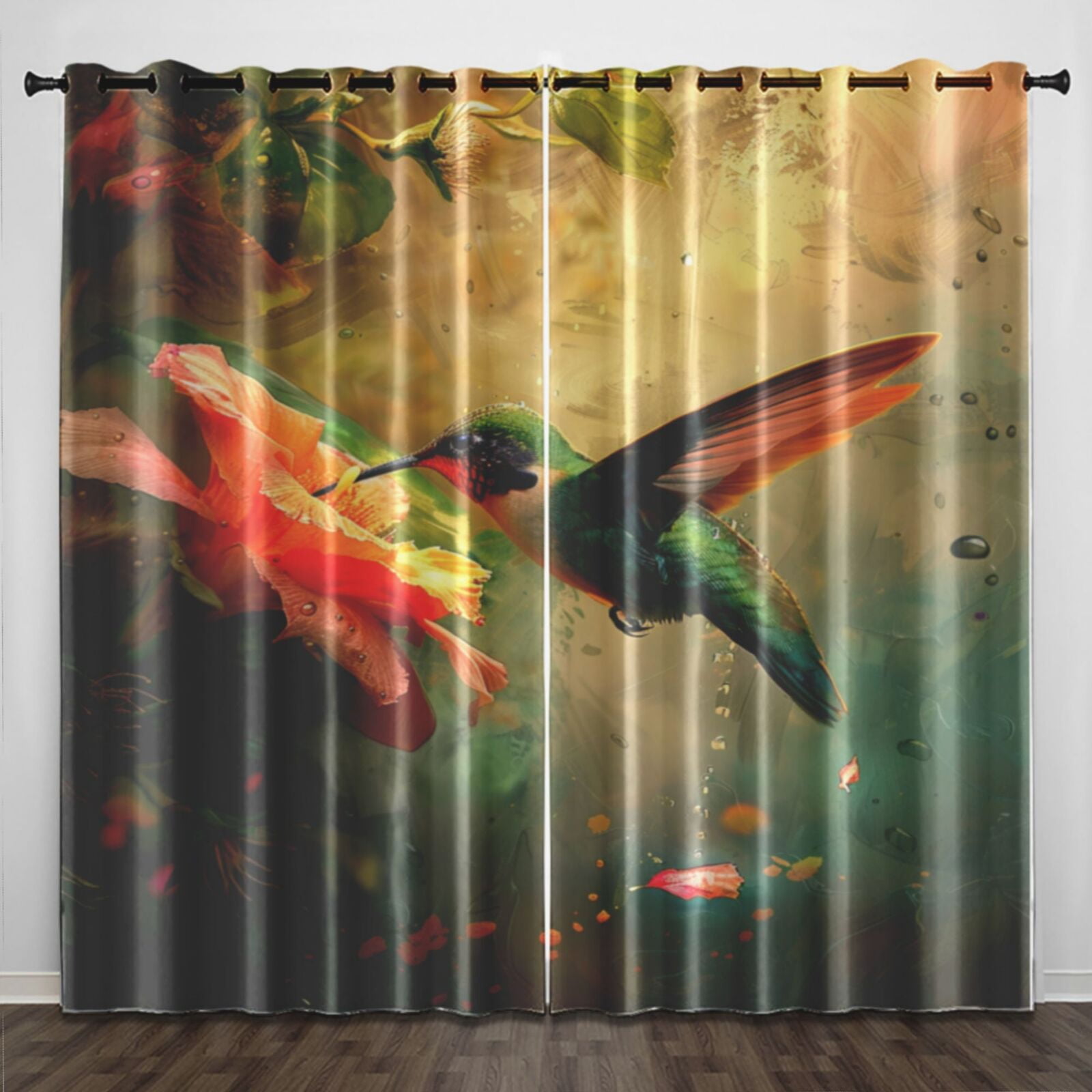 Colorful Hummingbird And Flowers (20) Curtains 2 Panels Set Blackout ...