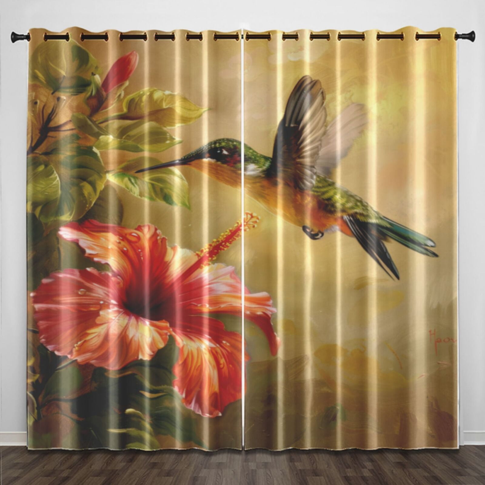 Colorful Hummingbird And Flowers (82) Curtains 2 Panels Set Blackout ...