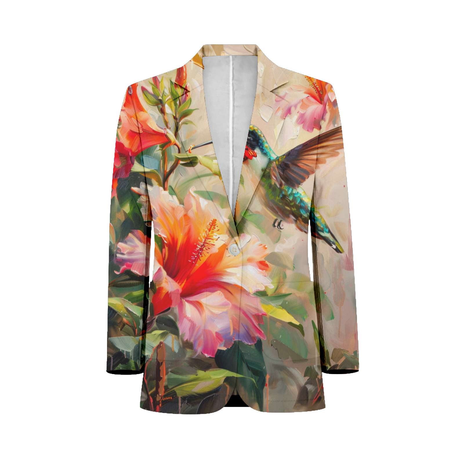 Colorful Hummingbird And Flowers Customized Men's Suits full man Shawl ...