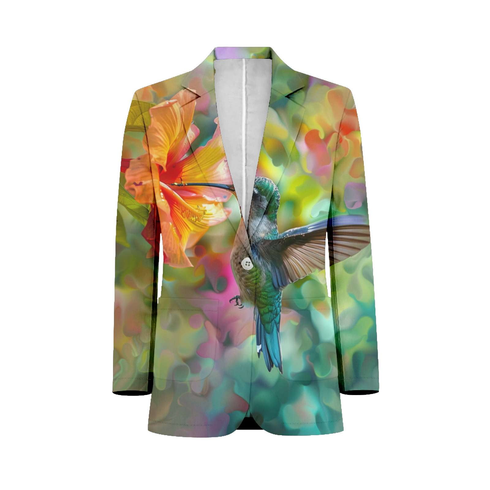 Colorful Hummingbird And Flowers Customized Men's Suits full man Shawl ...