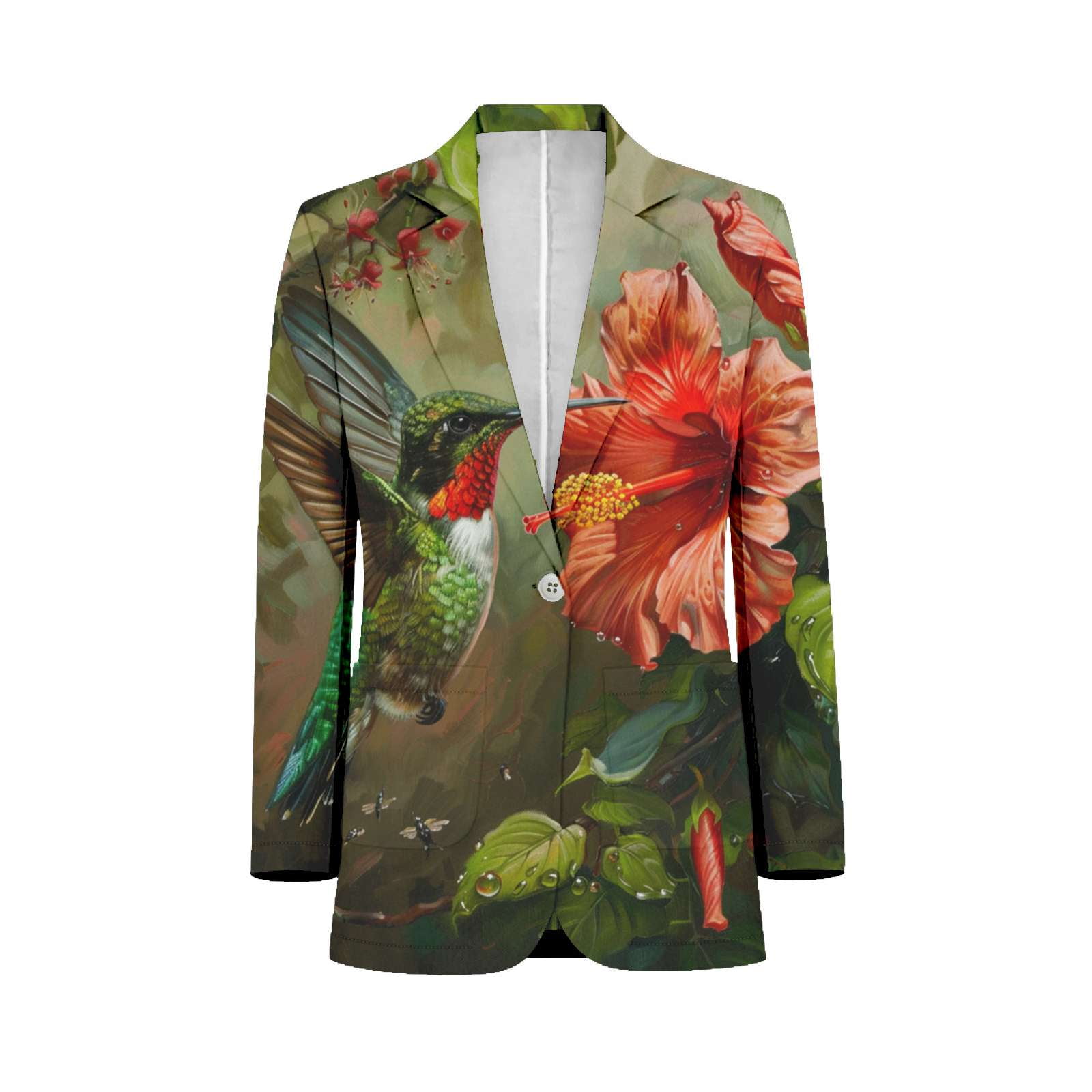 Colorful Hummingbird And Flowers Customized Men's Suits full man Shawl ...