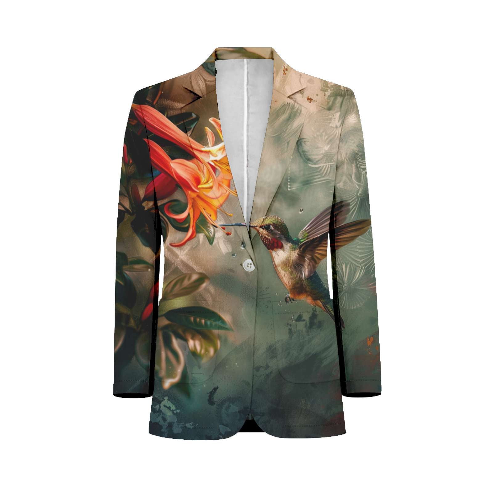 Colorful Hummingbird And Flowers Customized Men's Suits full man Shawl ...