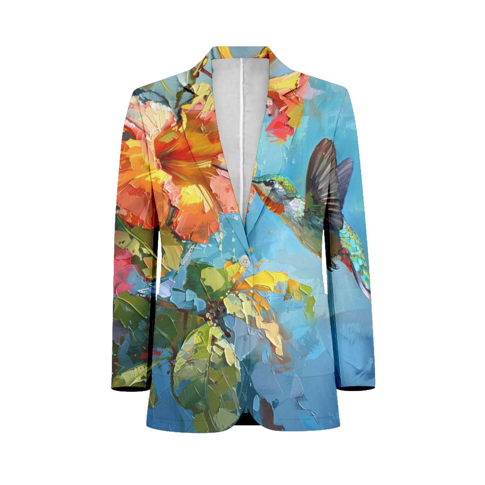 Colorful Hummingbird And Flowers Customized Men's Suits full man Shawl ...