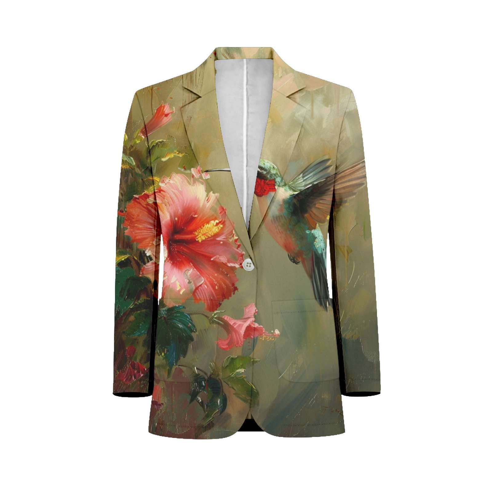 Colorful Hummingbird And Flowers Customized Men's Suits full man Shawl ...