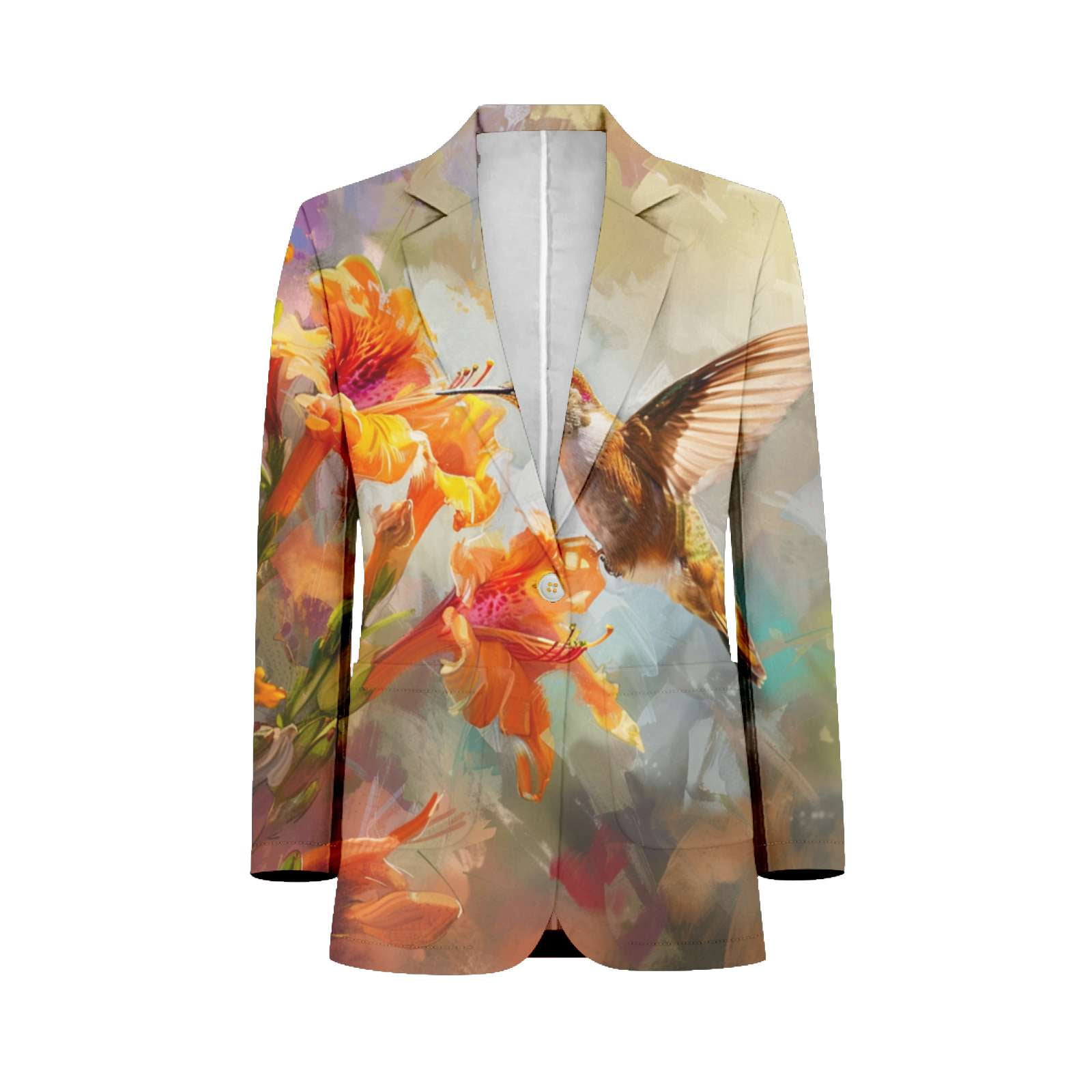 Colorful Hummingbird And Flowers Customized Men's Suits full man Shawl ...