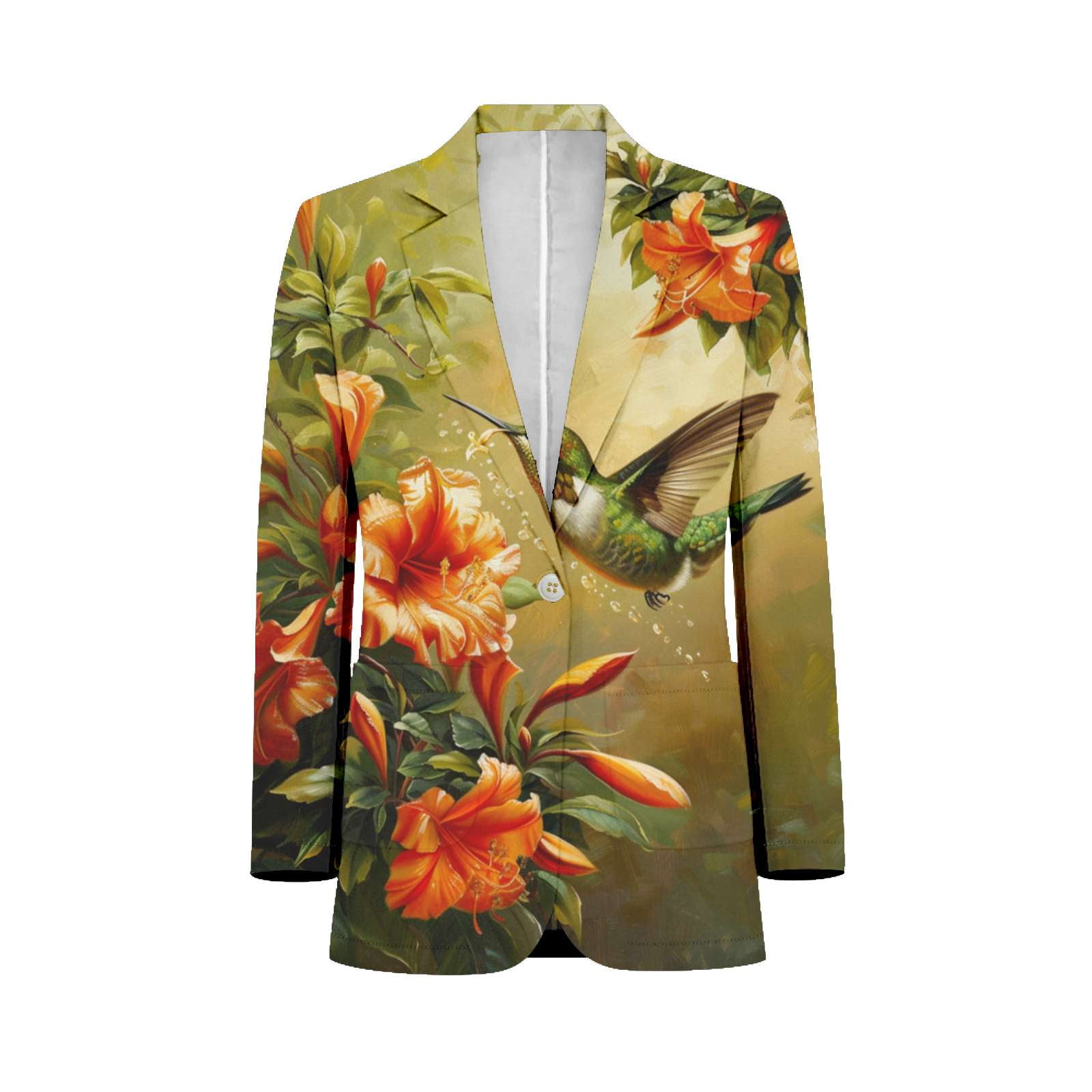 Colorful Hummingbird And Flowers Customized Men's Suits full man Shawl ...