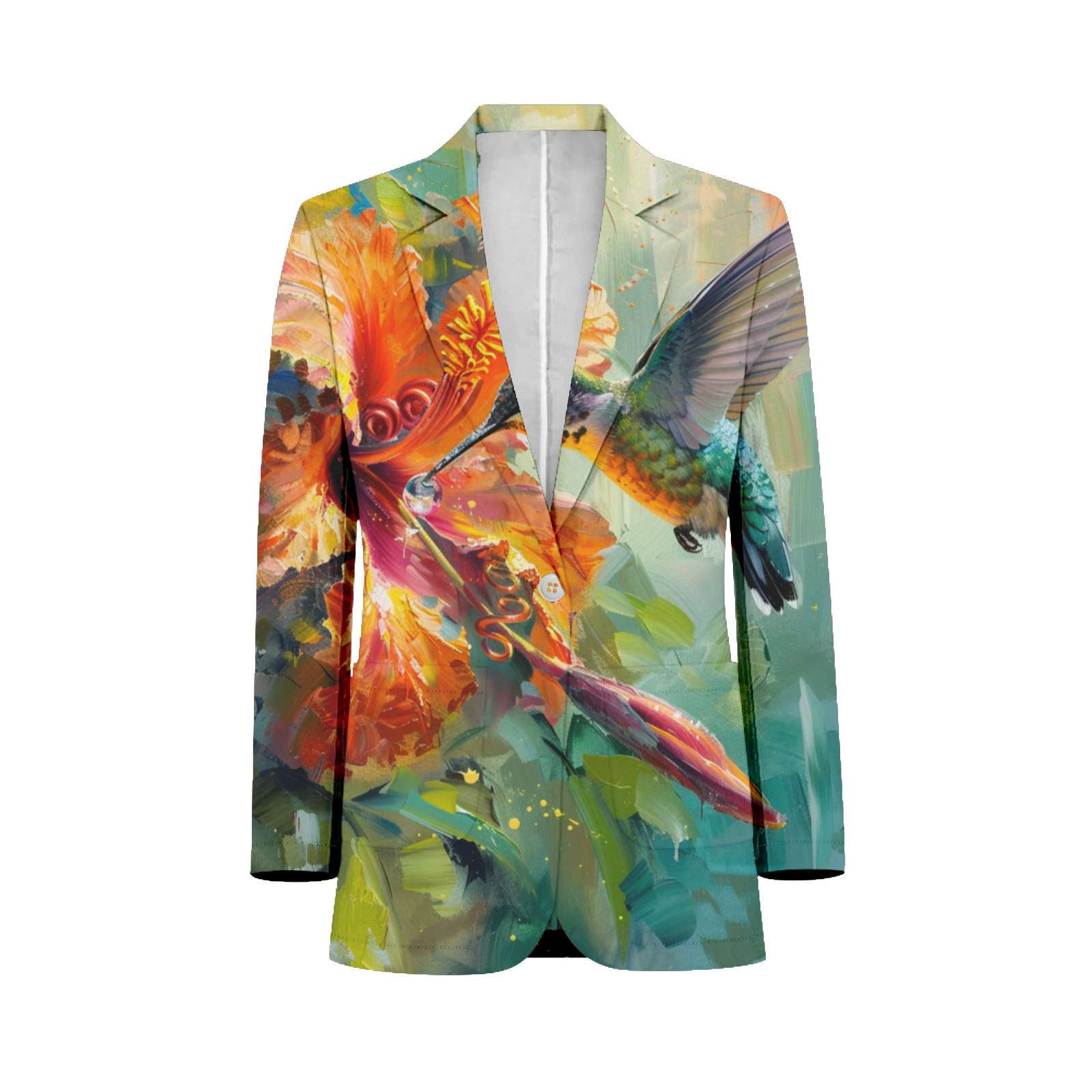Colorful Hummingbird And Flowers Customized Men's Suits full man Shawl ...