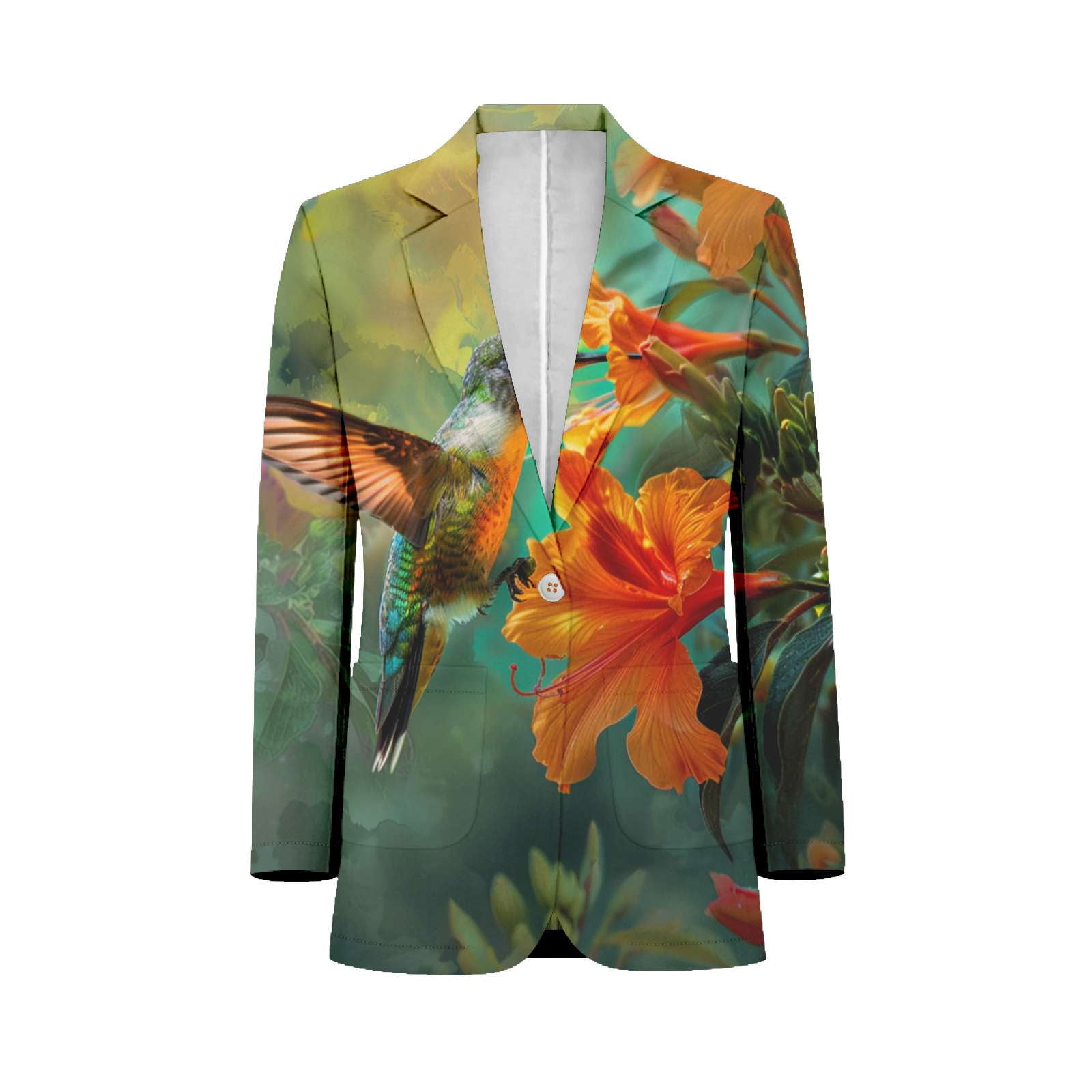 Colorful Hummingbird And Flowers Customized Men's Suits full man Shawl ...
