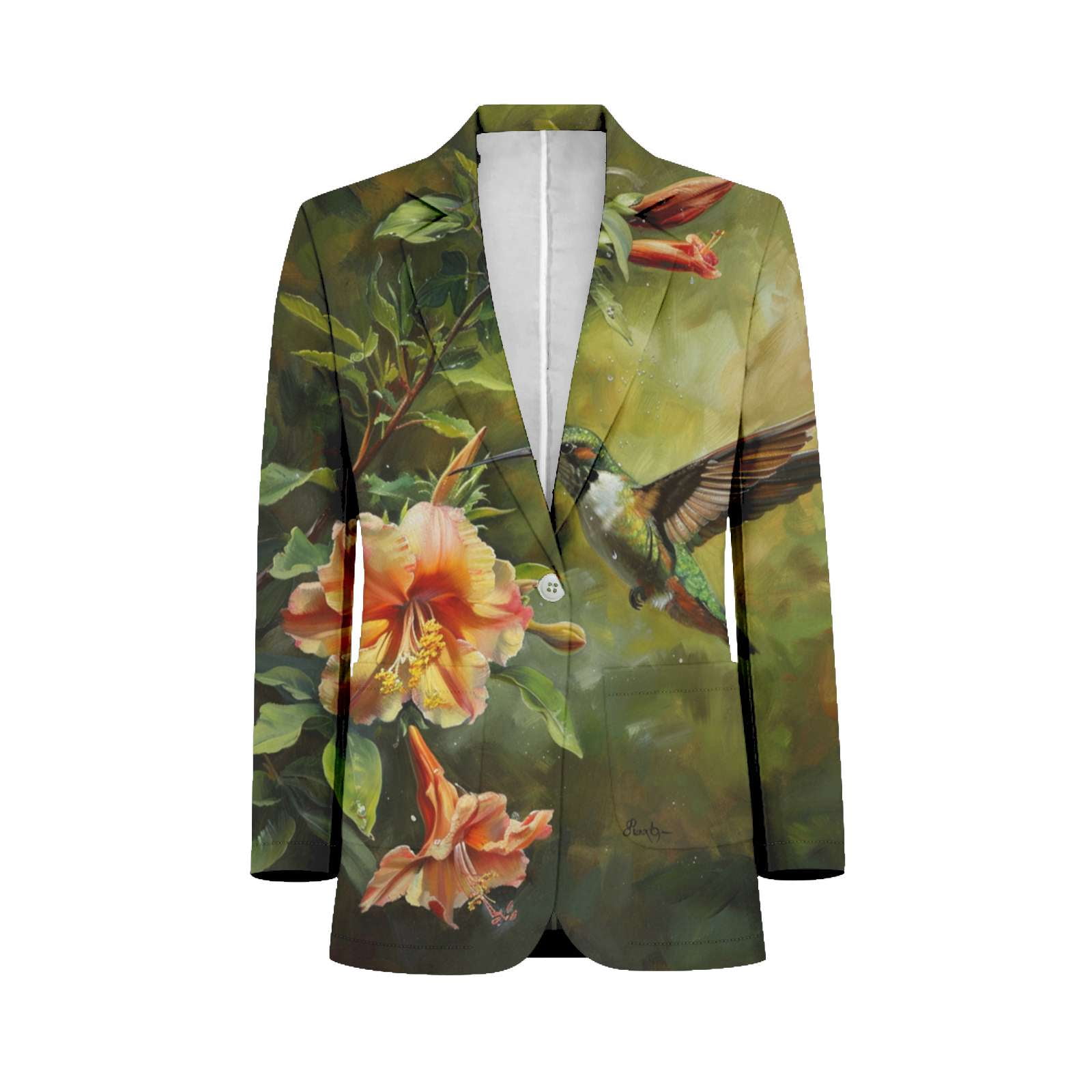 Colorful Hummingbird And Flowers Customized Men's Suits full man Shawl ...