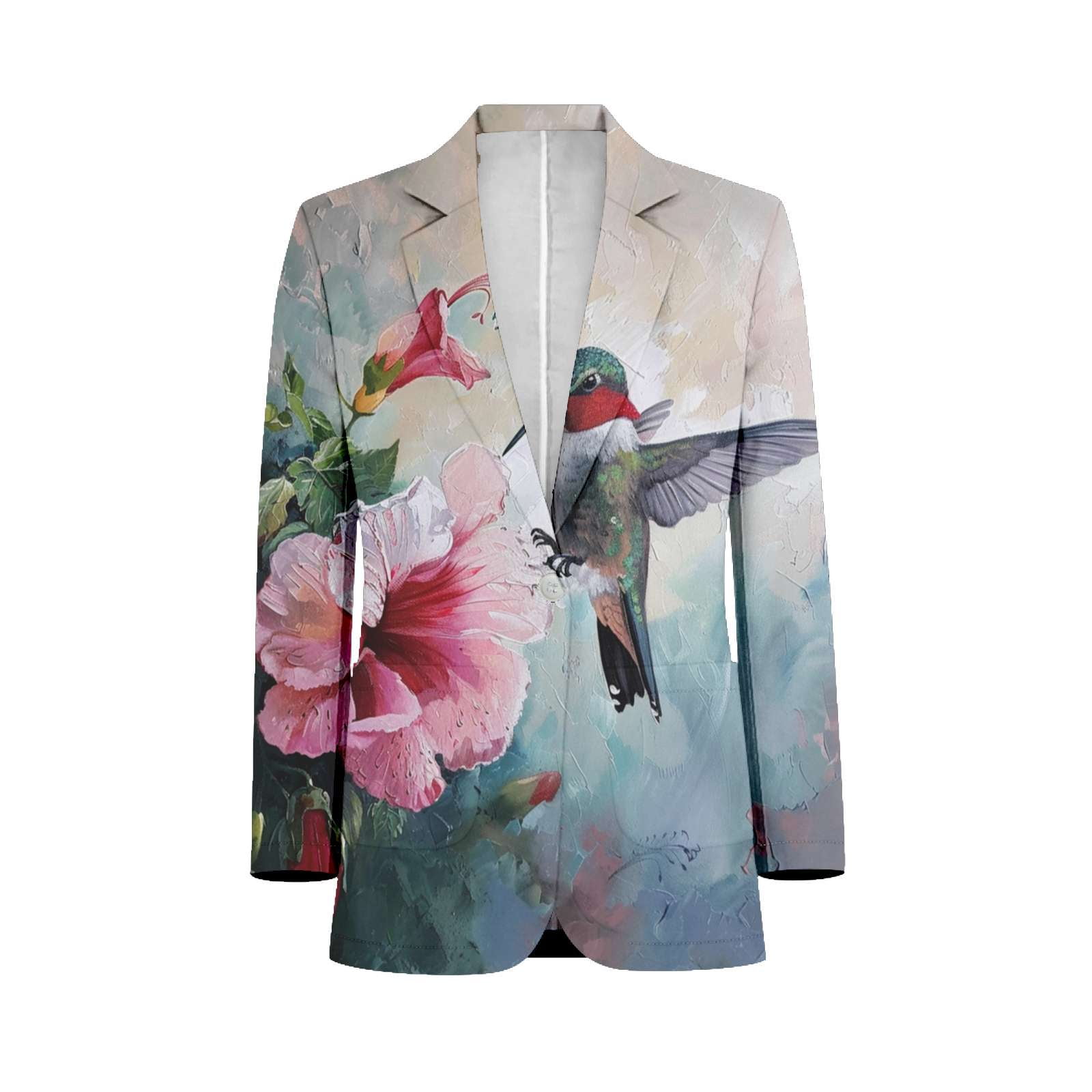 Colorful Hummingbird And Flowers Customized Men's Suits full man Shawl ...