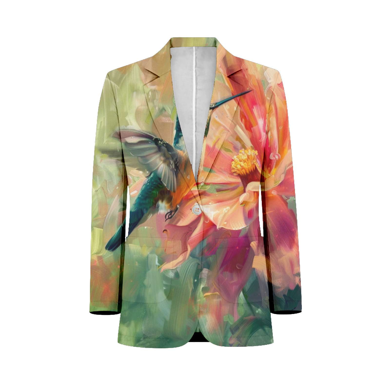 Colorful Hummingbird And Flowers Customized Men's Suits full man Shawl ...