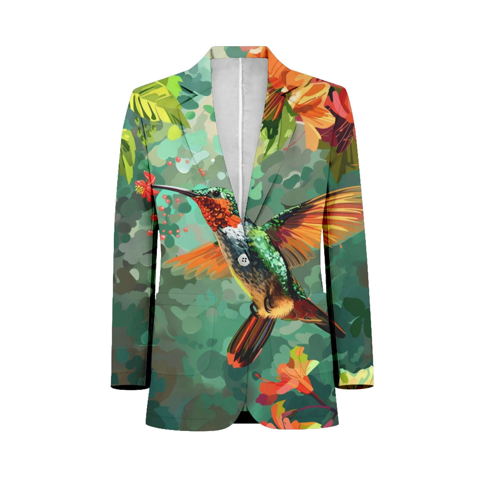 Colorful Hummingbird And Flowers Customized Men's Suits full man Shawl ...