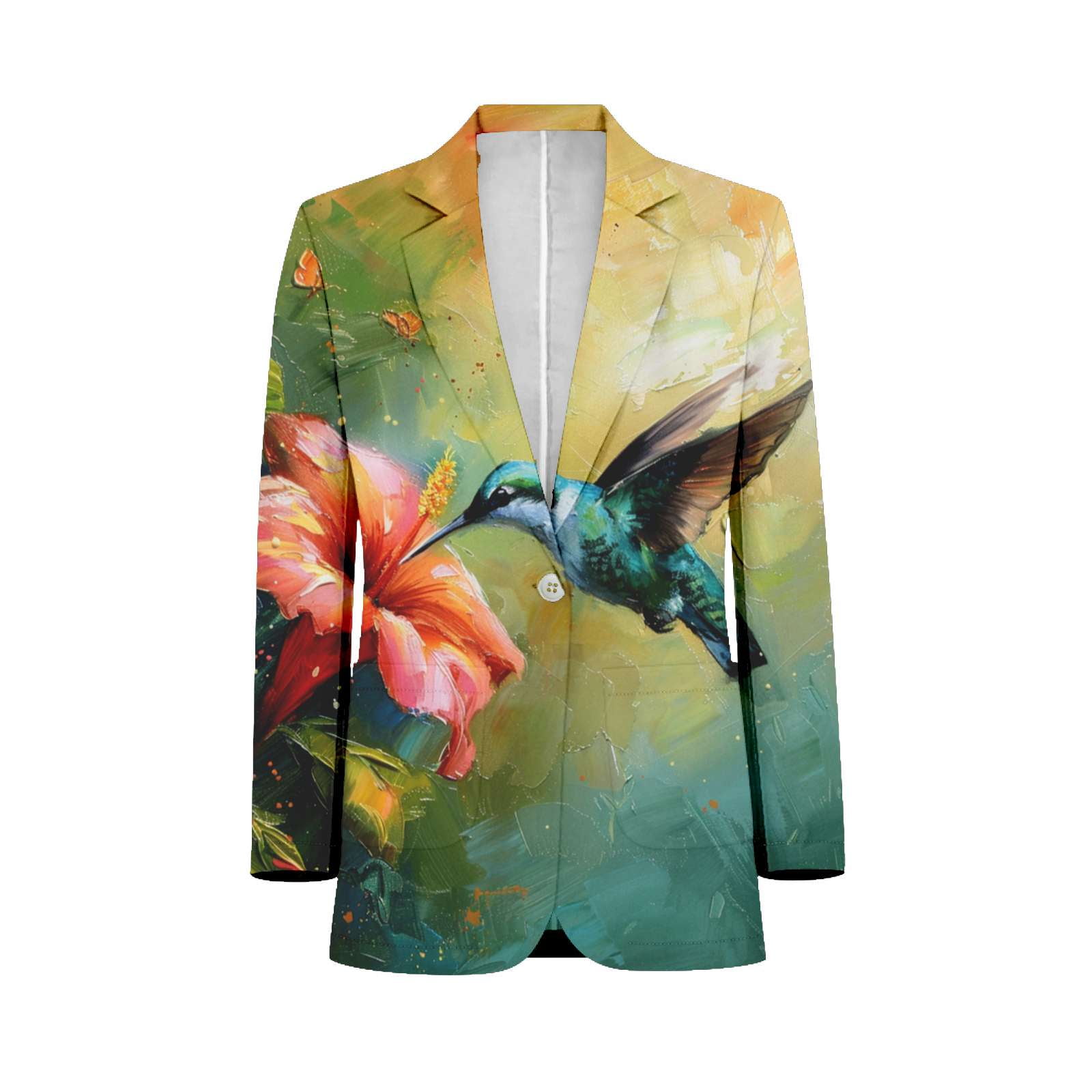 Colorful Hummingbird And Flowers Customized Men's Suits full man Shawl ...
