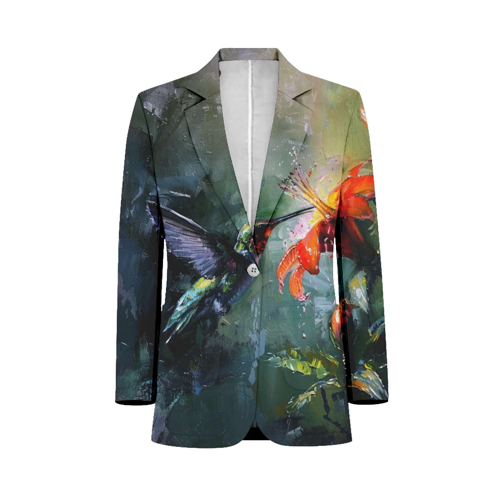 Colorful Hummingbird And Flowers Customized Men's Suits full man Shawl ...