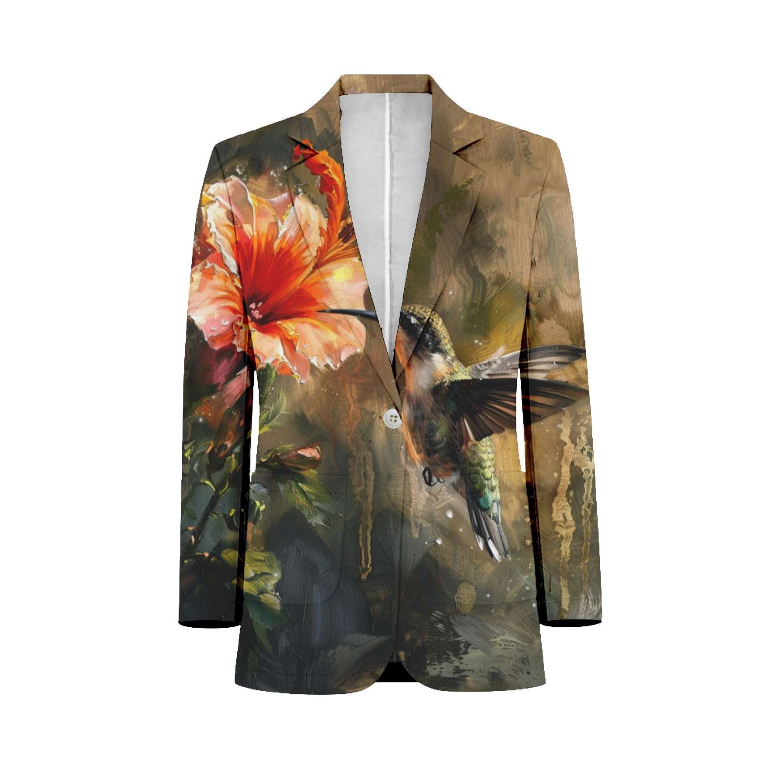 Colorful Hummingbird And Flowers Customized Men's Suits full man Shawl ...