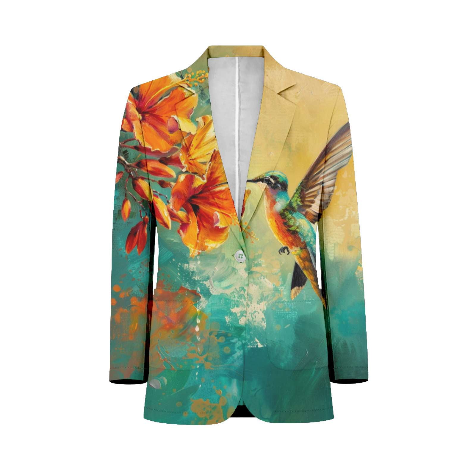 Colorful Hummingbird And Flowers Customized Men's Suits full man Shawl ...