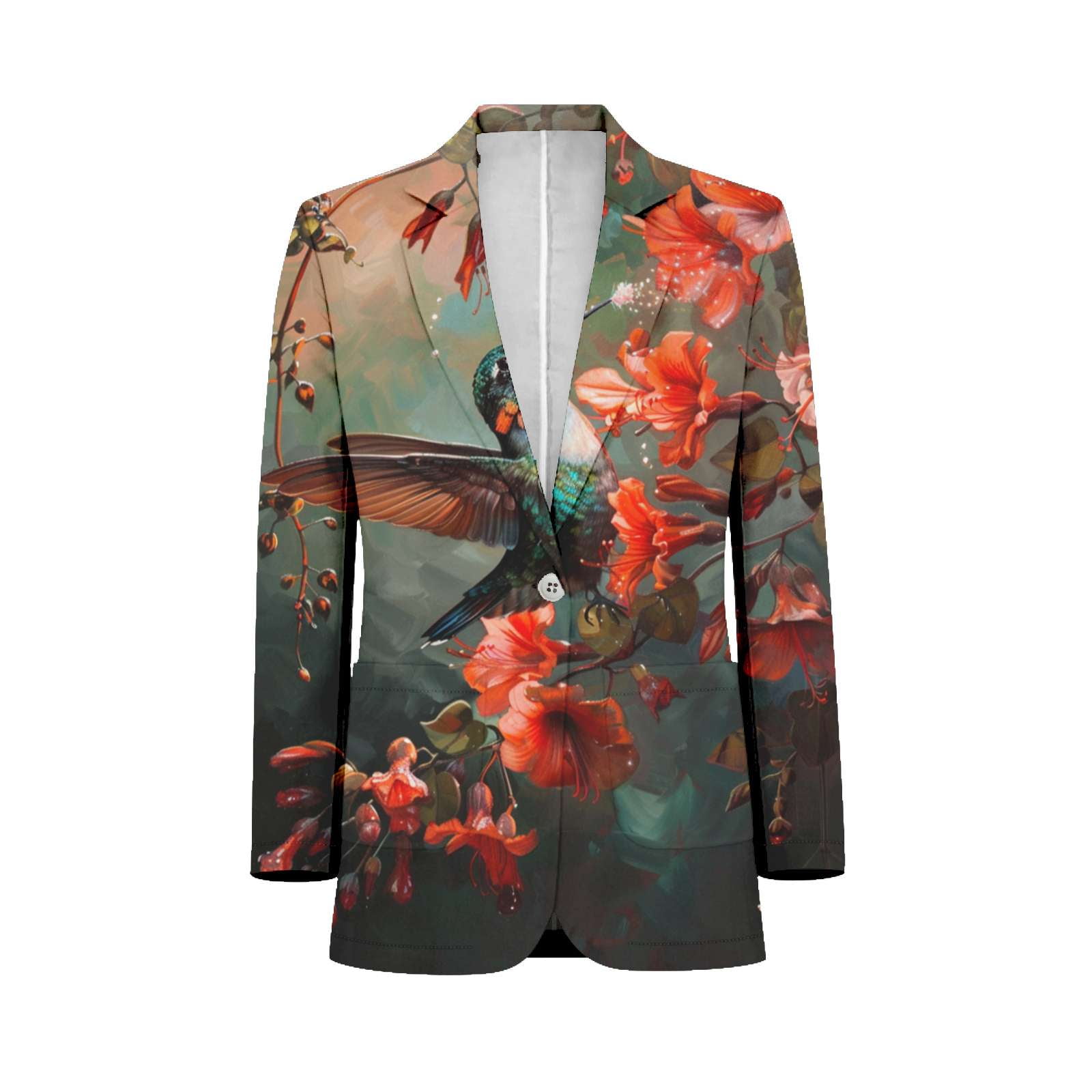 Colorful Hummingbird And Flowers Customized Men's Suits full man Shawl ...
